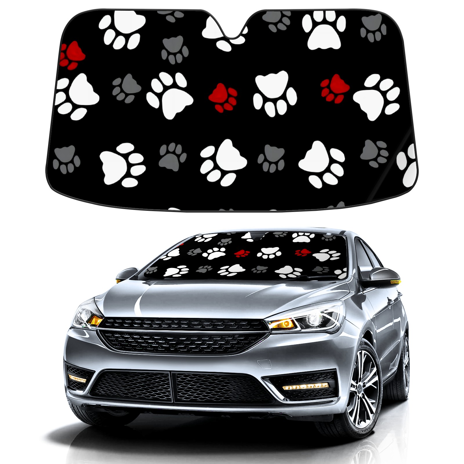 Car Windshield Sun Shade For Front Window Footprint Paw Foldable ...