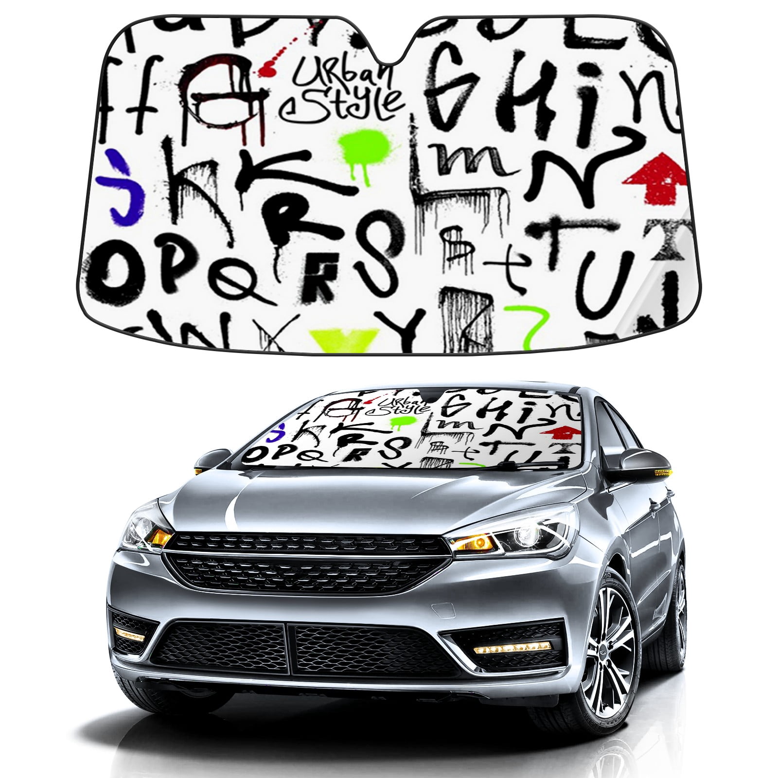 Car Windshield Sun Shade For Front Window Funny Words Foldable Vehicle ...