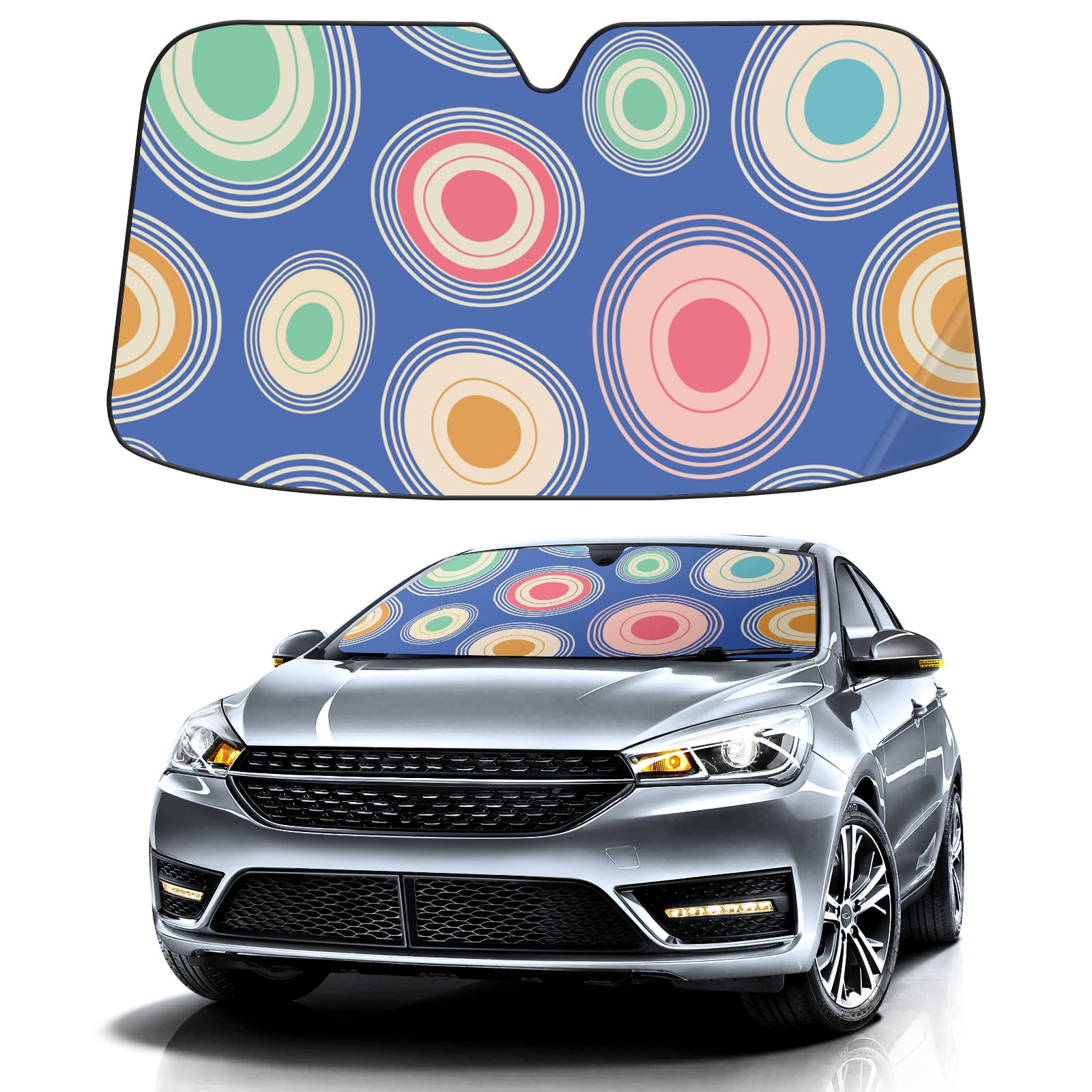 Car Windshield Sun Shade For Front Window Geometry Pattern Foldable ...