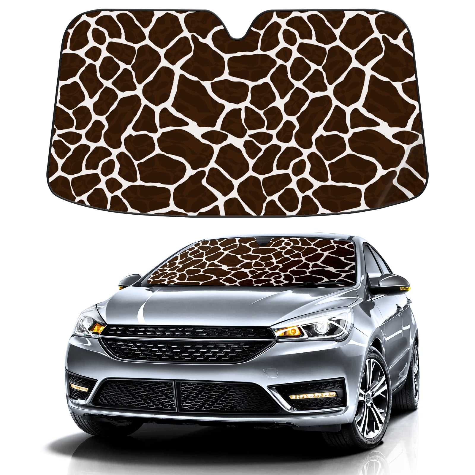Car Windshield Sun Shade For Front Window Giraffe Animal Print Foldable ...