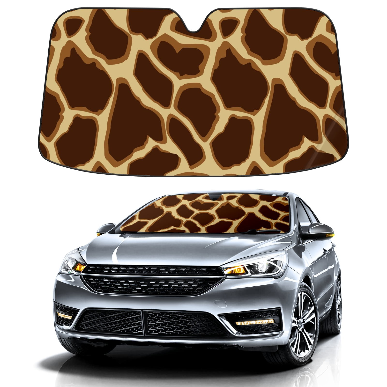 Car Windshield Sun Shade For Front Window Giraffe Skin Print Foldable ...
