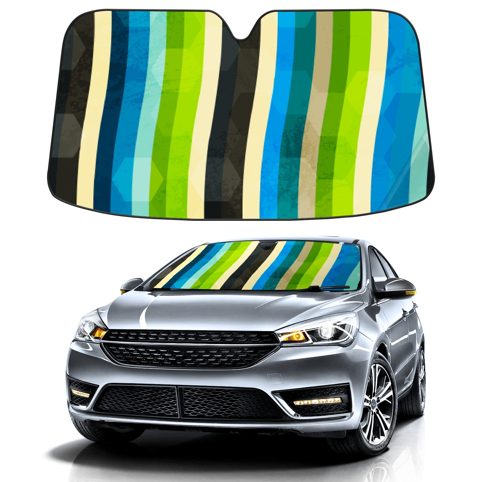 Car Windshield Sun Shade For Front Window Graffiti Pattern Foldable ...