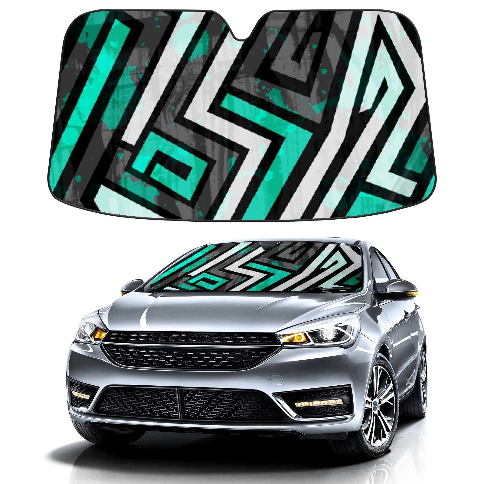 Car Windshield Sun Shade For Front Window Graffiti Pattern Foldable ...