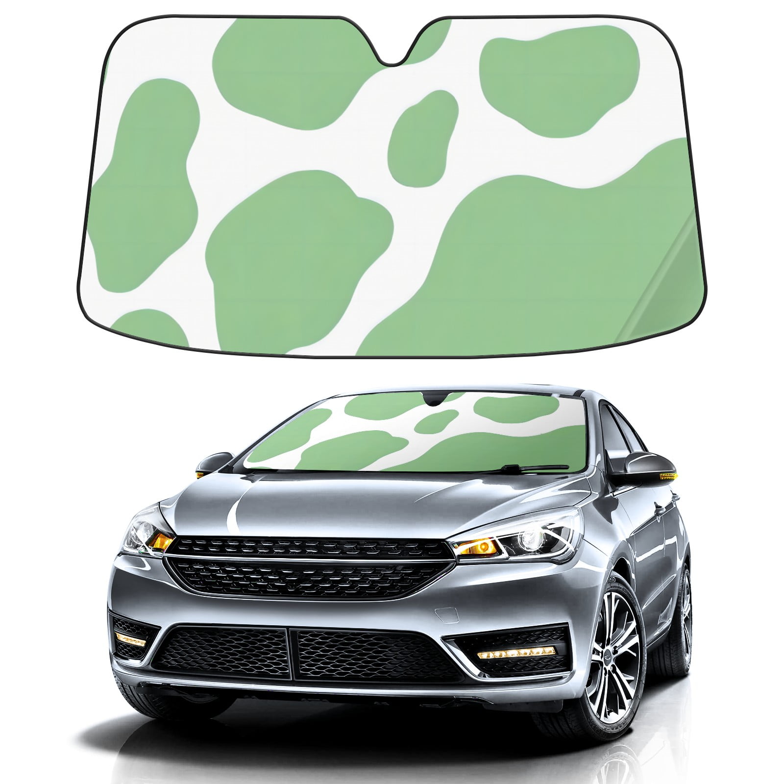Car Windshield Sun Shade For Front Window Green Cow Texture Foldable ...