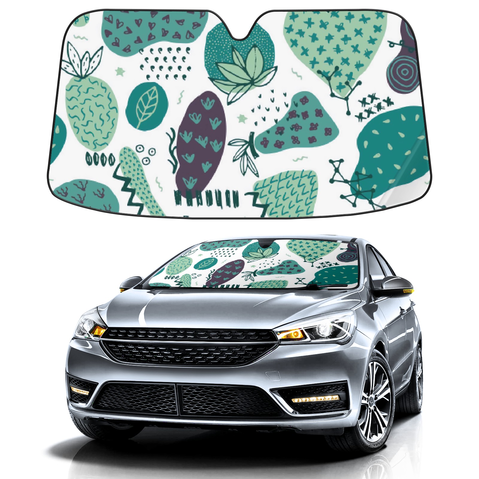 Car Windshield Sun Shade For Front Window Green Irregular Block ...