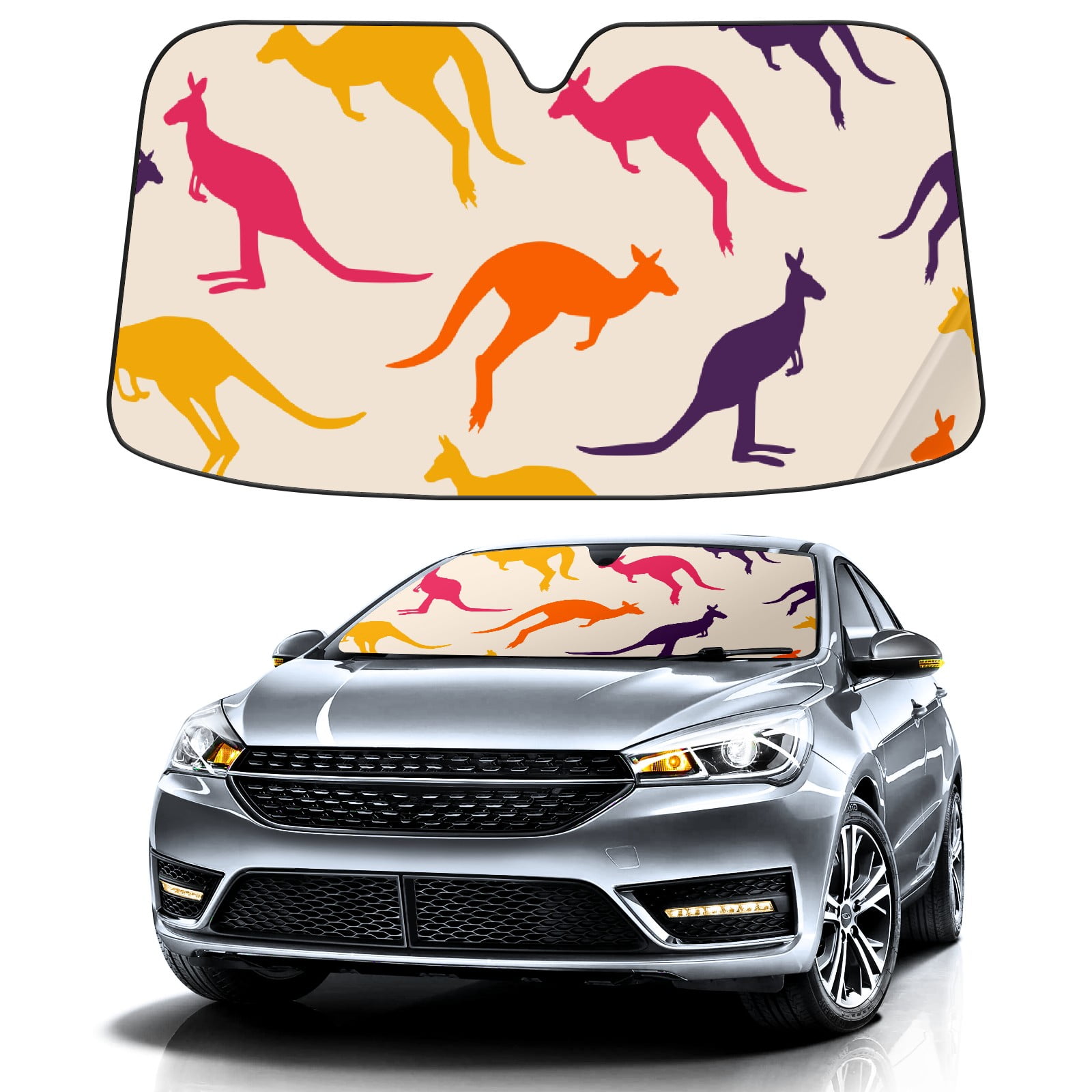 Car Windshield Sun Shade For Front Window Kangaroo Foldable Vehicle ...