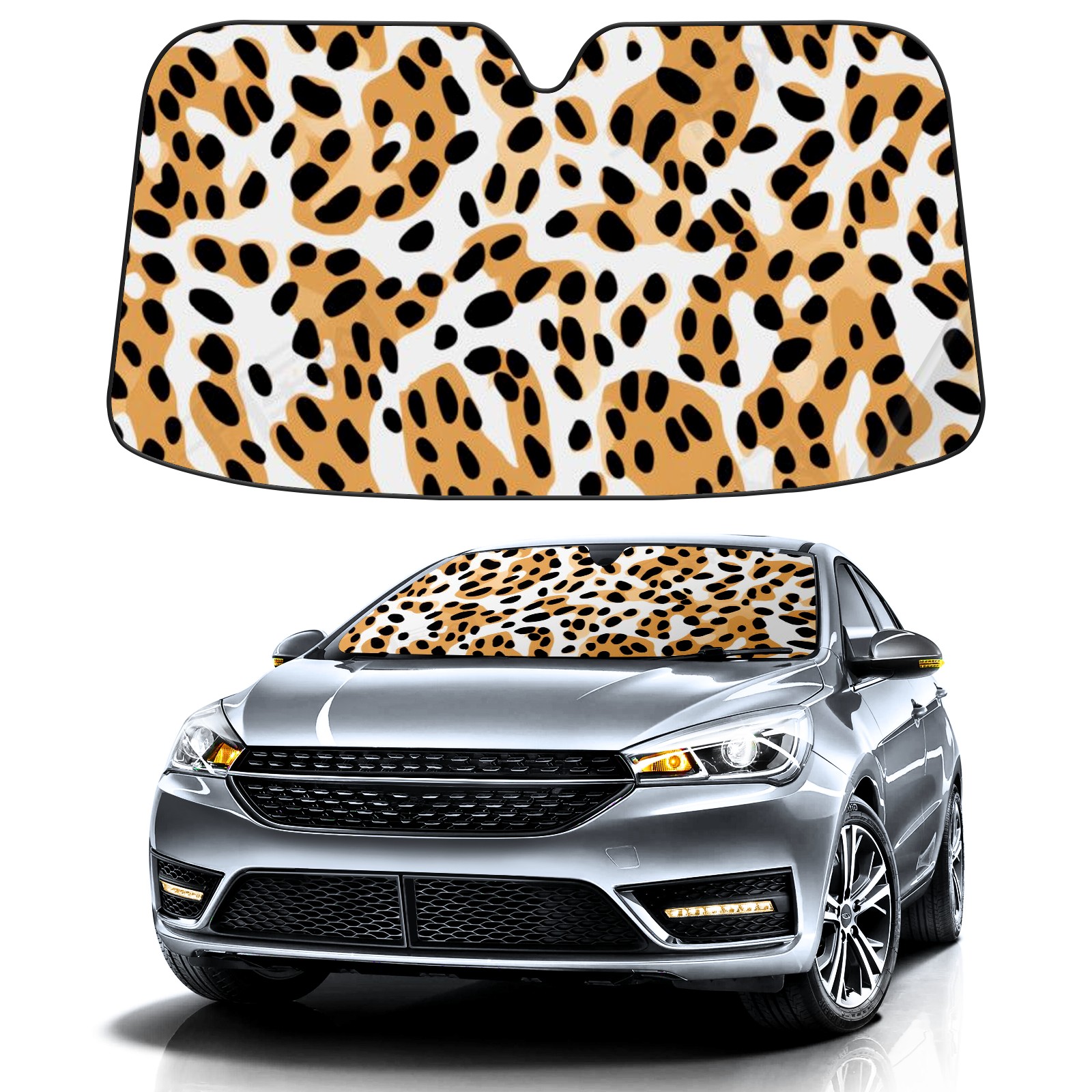 Car Windshield Sun Shade For Front Window Leopard Foldable Vehicle ...