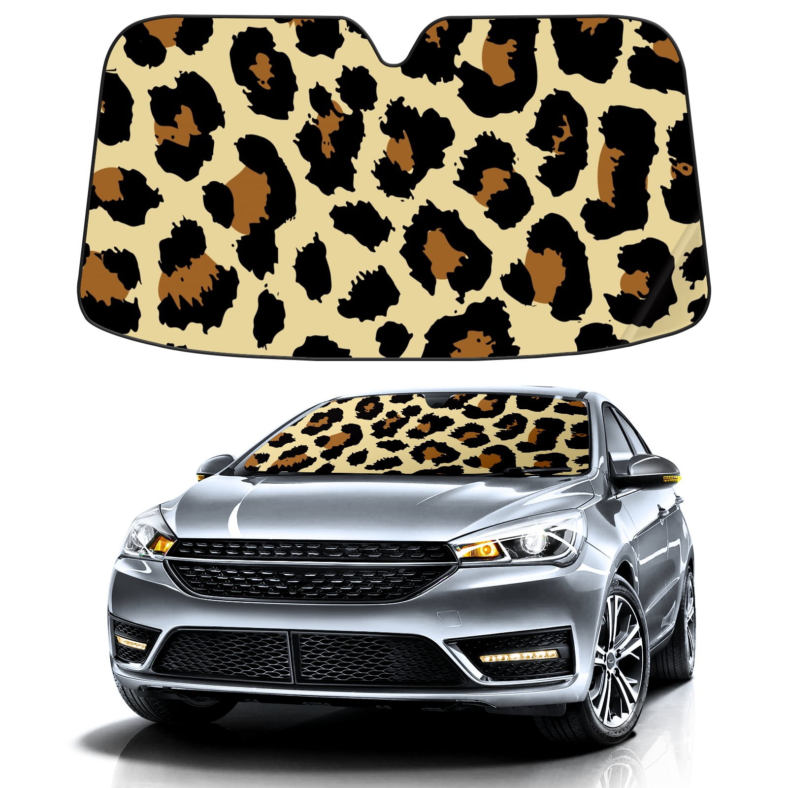 Car Windshield Sun Shade For Front Window Leopard Print Exotic Foldable ...