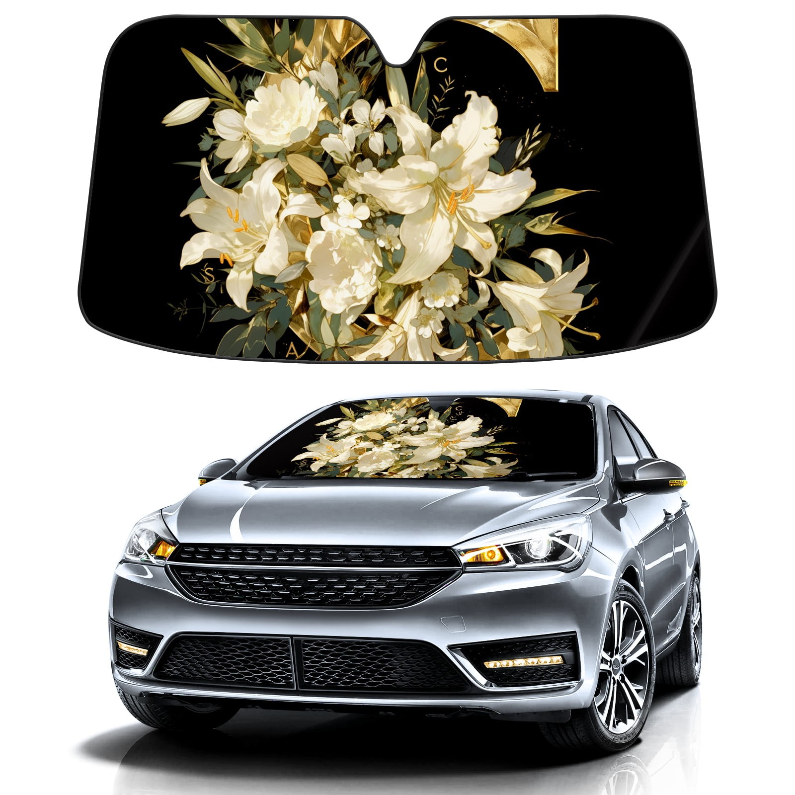 Car Windshield Sun Shade For Front Window Letter Foldable Vehicle ...