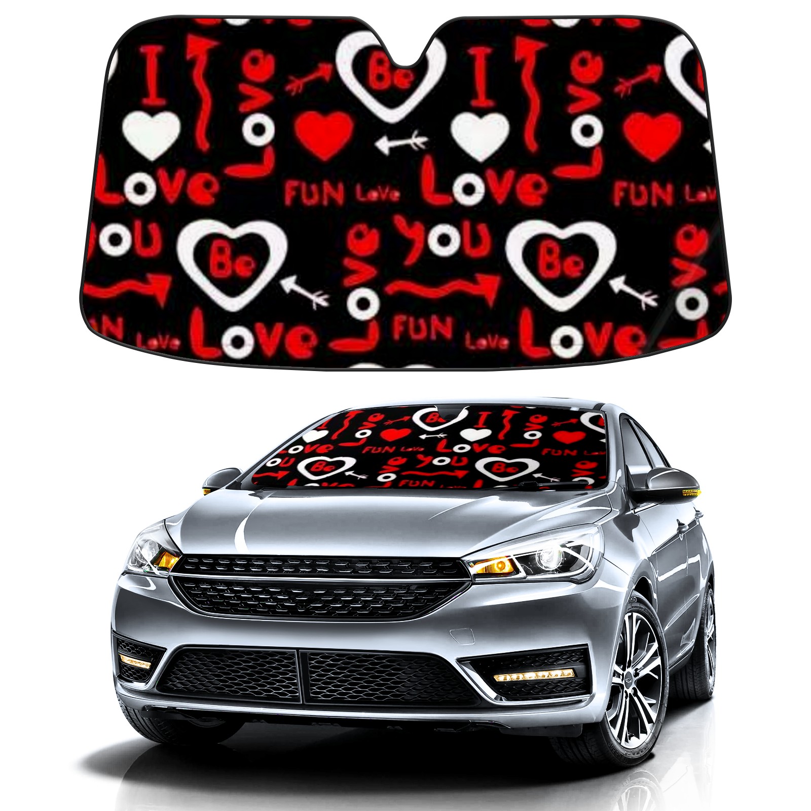 Car Windshield Sun Shade For Front Window Love Foldable Vehicle ...