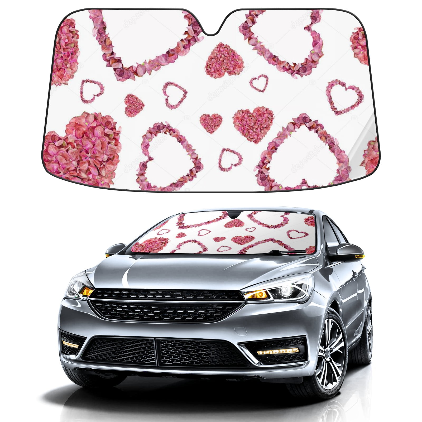 Car Windshield Sun Shade For Front Window Love Foldable Vehicle ...