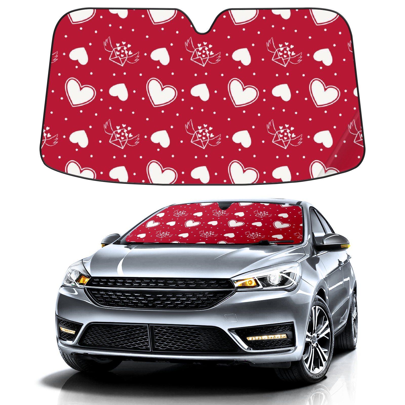 Car Windshield Sun Shade For Front Window Love Valentine Day Foldable ...