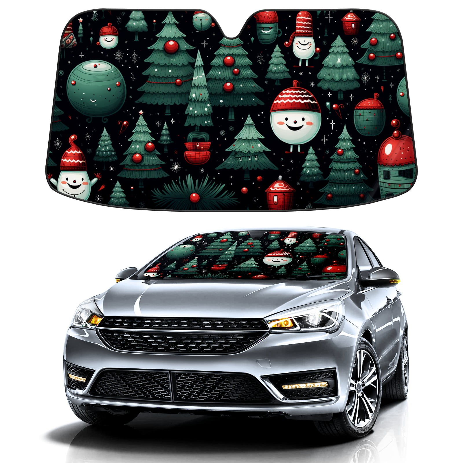 Car Windshield Sun Shade For Front Window Merry Christmas 104 Foldable ...