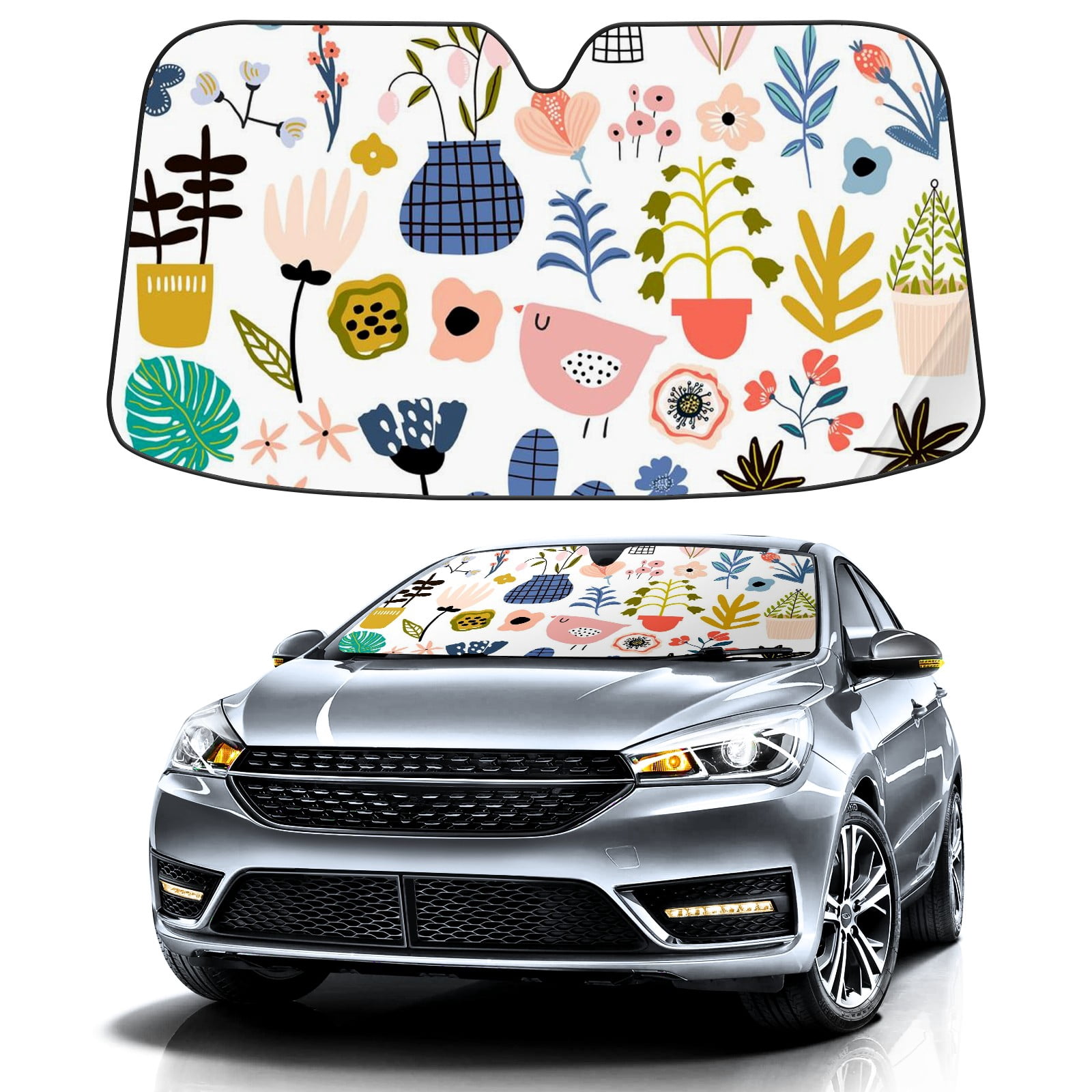 Car Windshield Sun Shade For Front Window Multi Color Petal Cartoon ...