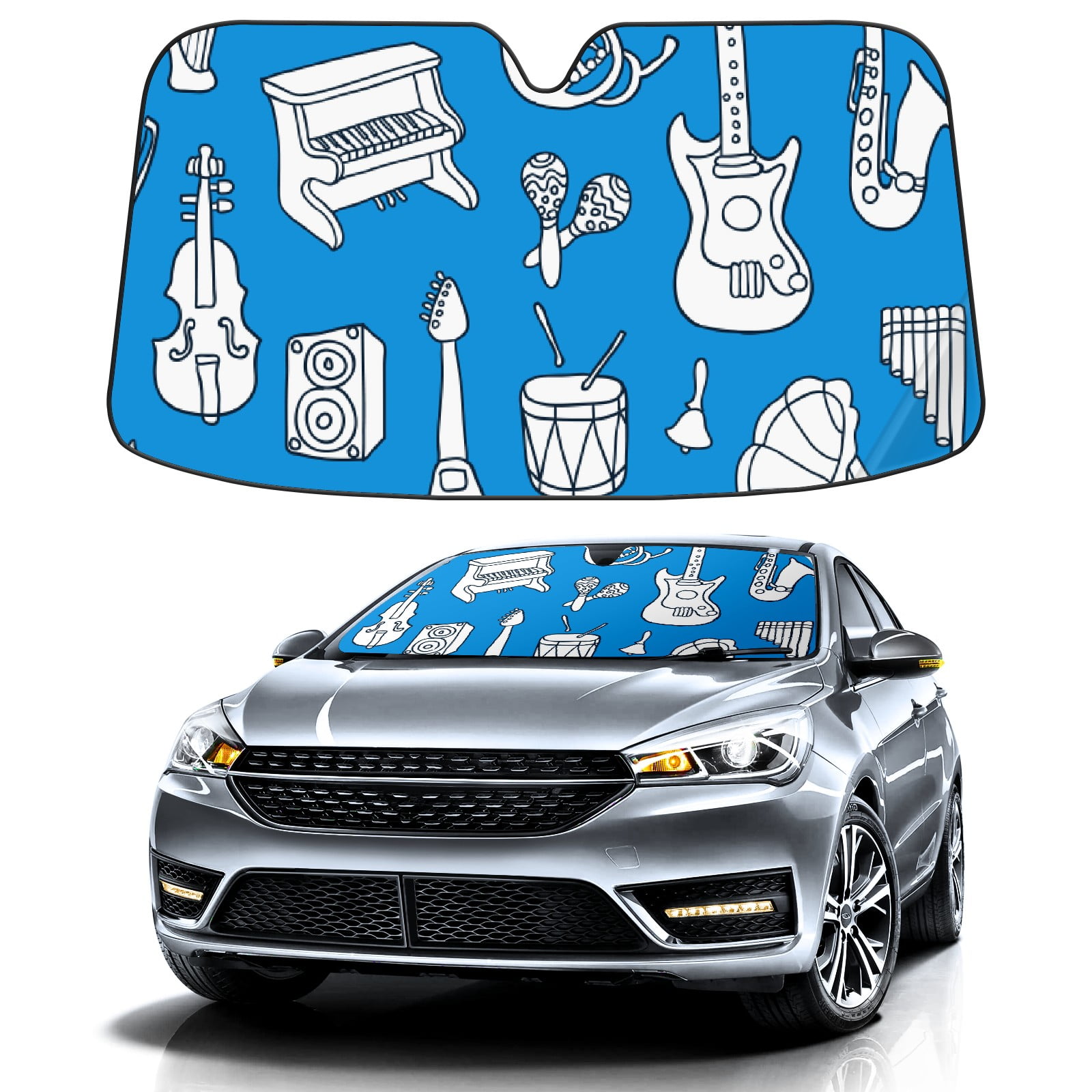 Car Windshield Sun Shade For Front Window Music Instruments Foldable ...