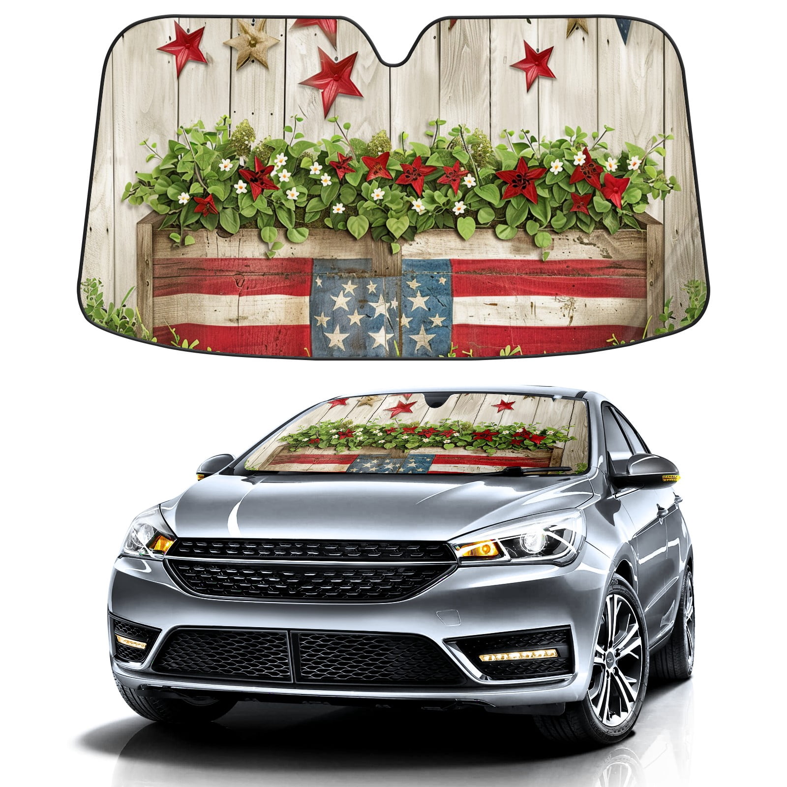Car Windshield Sun Shade For Front Window National Flag Foldable ...