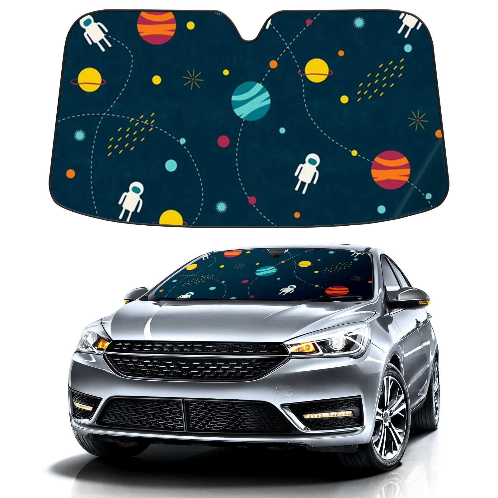 Car Windshield Sun Shade For Front Window Outer Space Foldable Vehicle ...