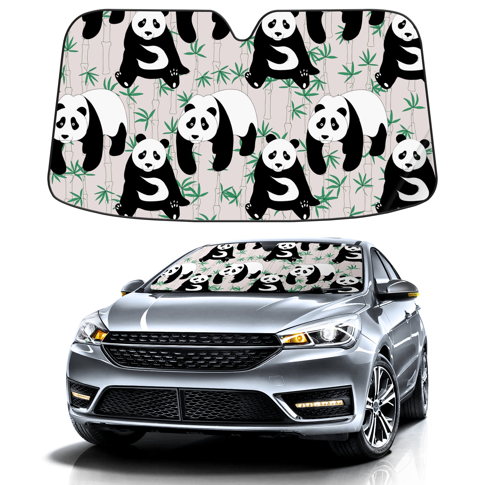 Car Windshield Sun Shade For Front Window Panda Foldable Vehicle ...