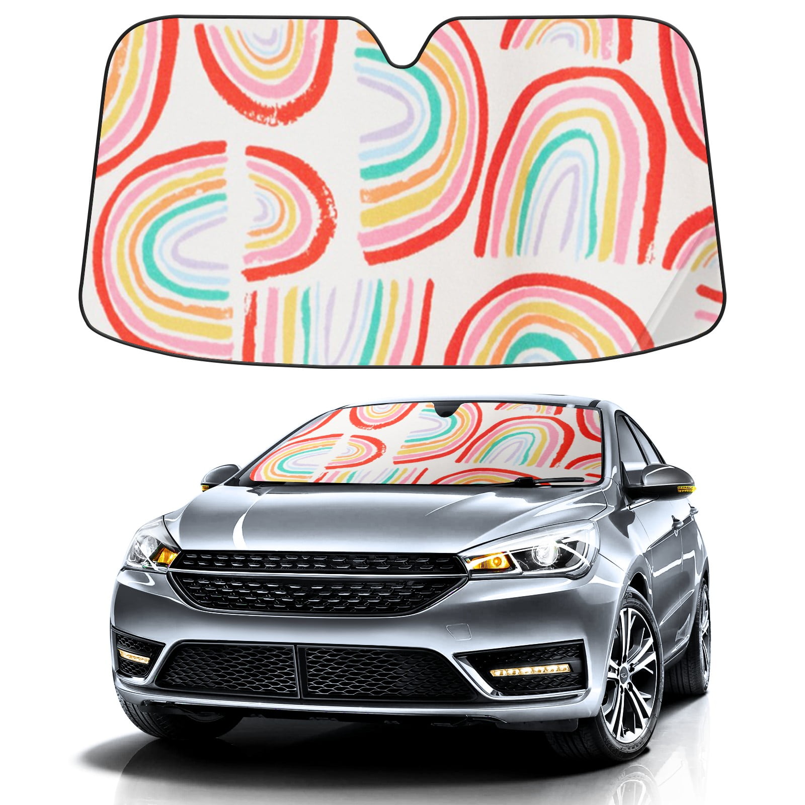 Car Windshield Sun Shade For Front Window Rainbow Foldable Vehicle ...