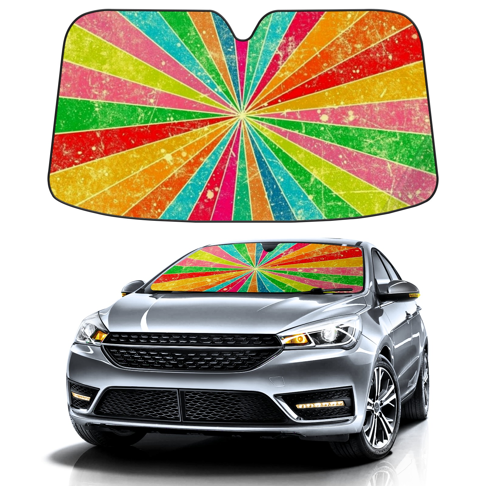Car Windshield Sun Shade For Front Window Rainbow Foldable Vehicle ...