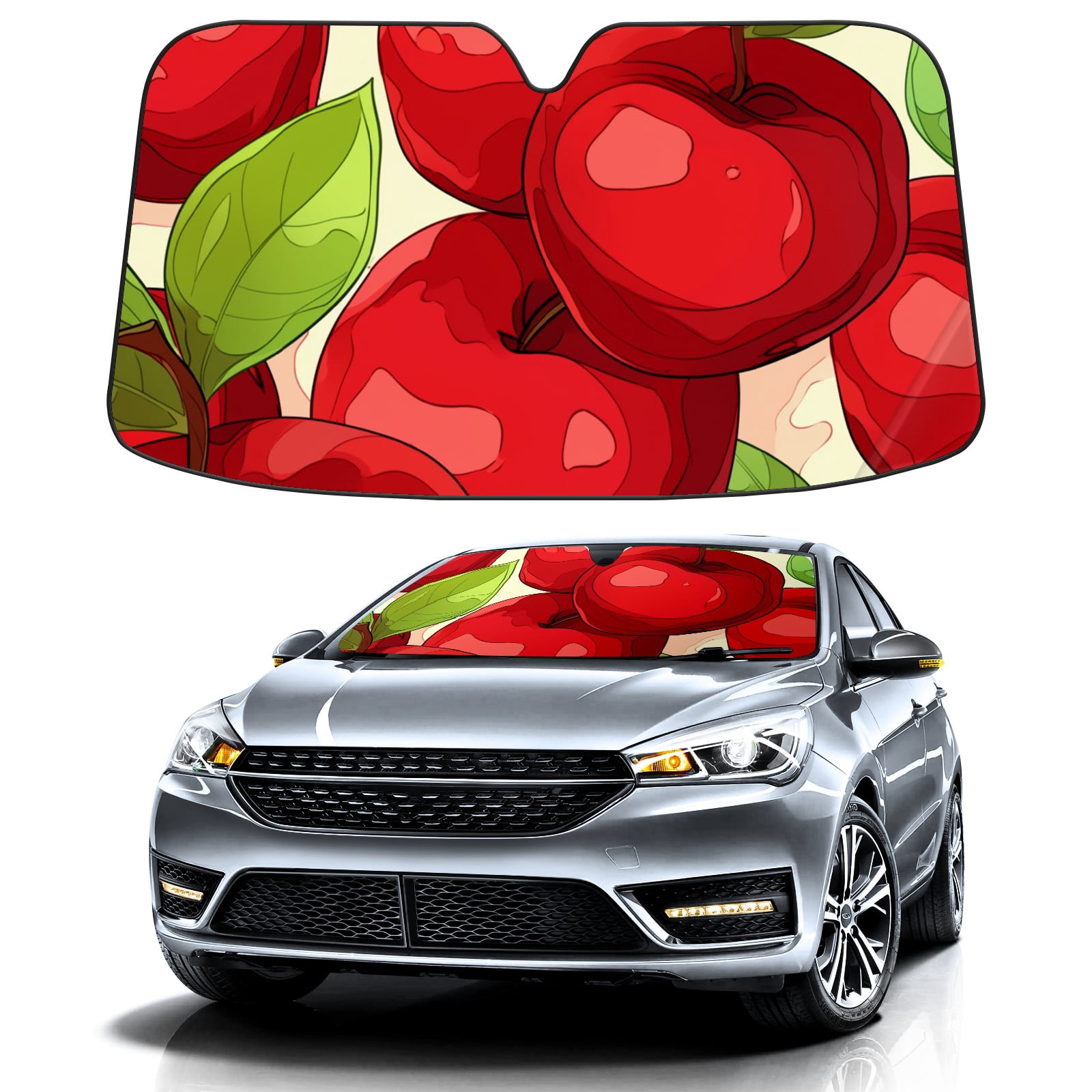 Car Windshield Sun Shade For Front Window Red Apples (1) Foldable ...