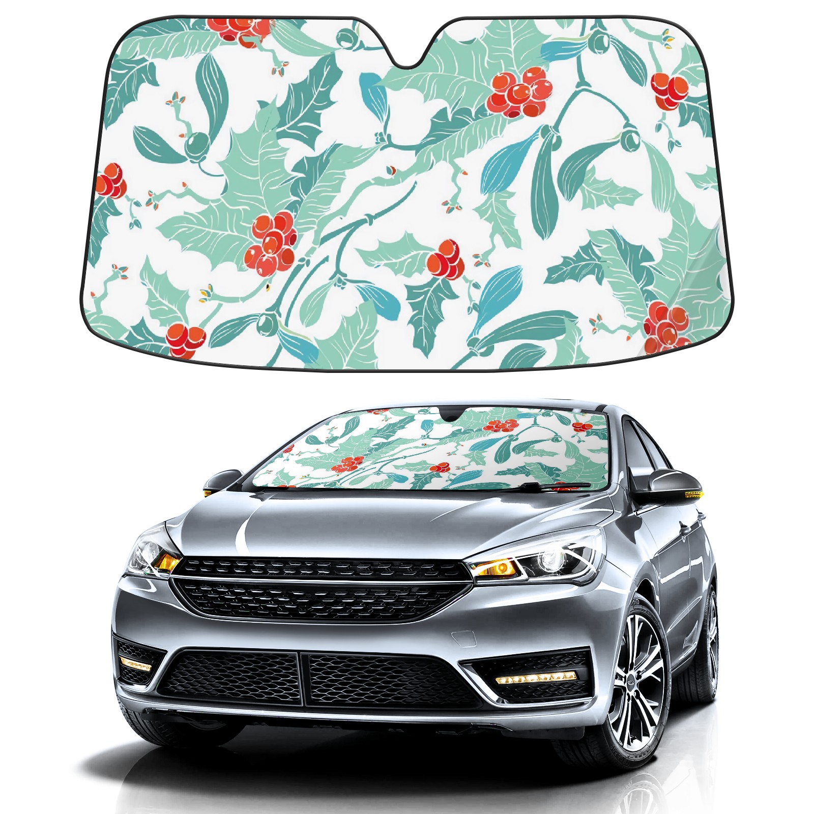 Car Windshield Sun Shade For Front Window Red Fruit Foldable Vehicle ...