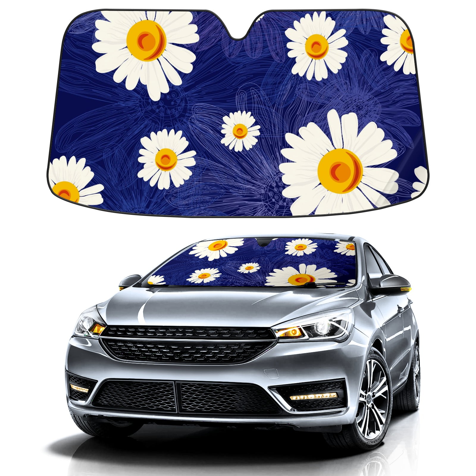 Car Windshield Sun Shade For Front Window Seamless Flower Pattern ...