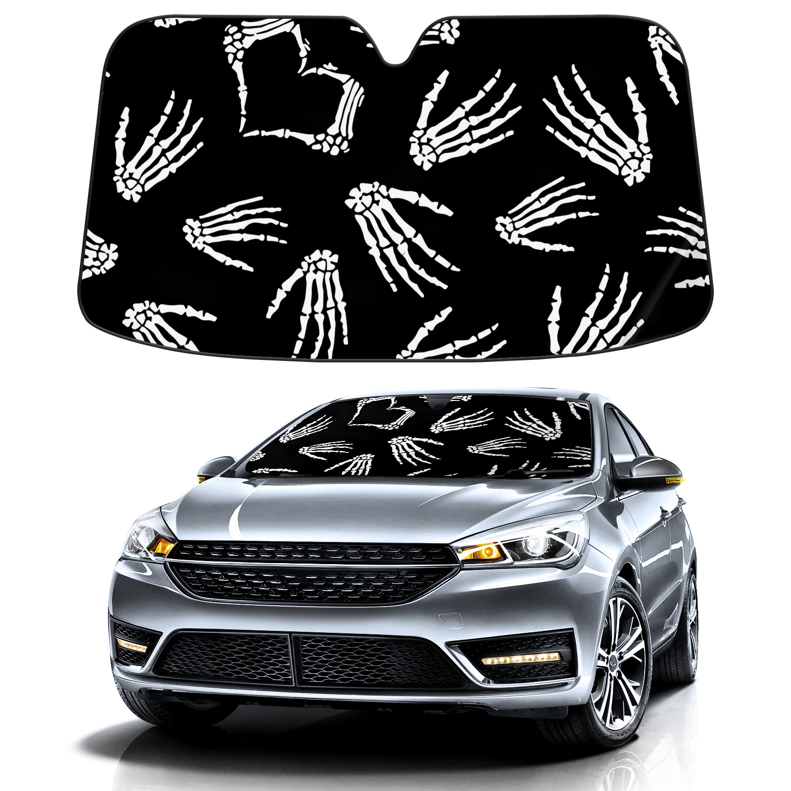 Car Windshield Sun Shade For Front Window Skull Foldable Vehicle ...