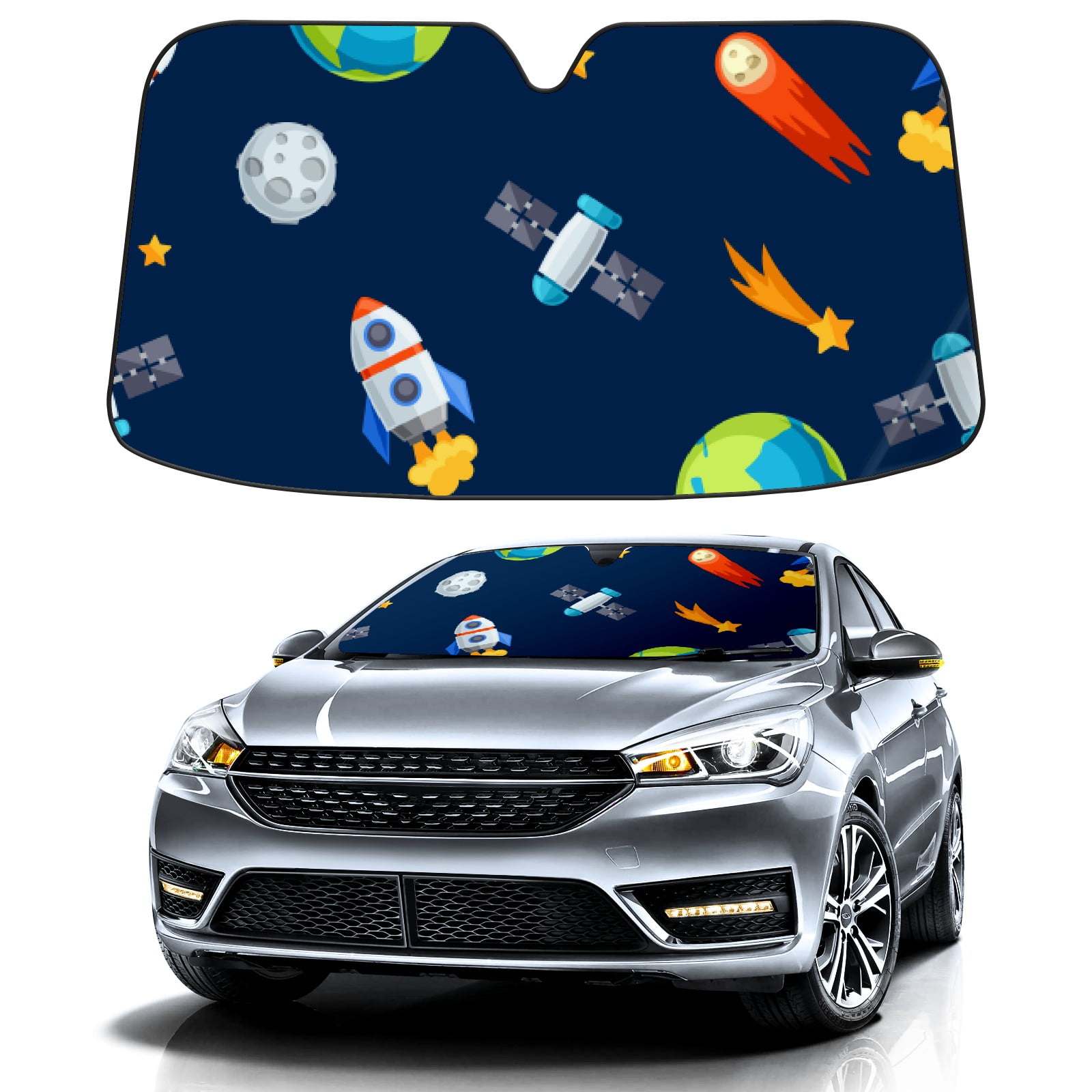 Car Windshield Sun Shade For Front Window Solar System Planets Foldable ...