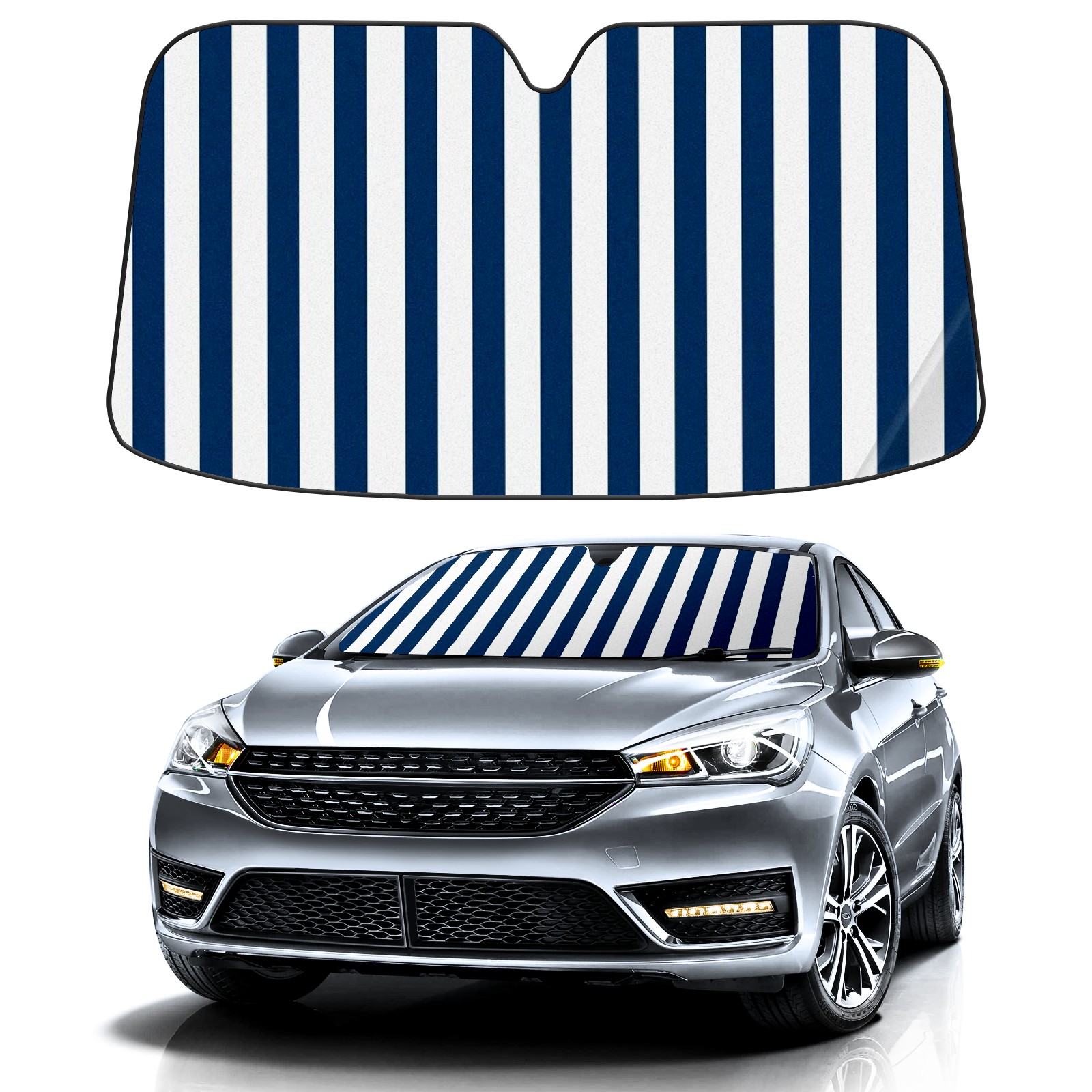 Car Windshield Sun Shade For Front Window Stripe Foldable Vehicle ...