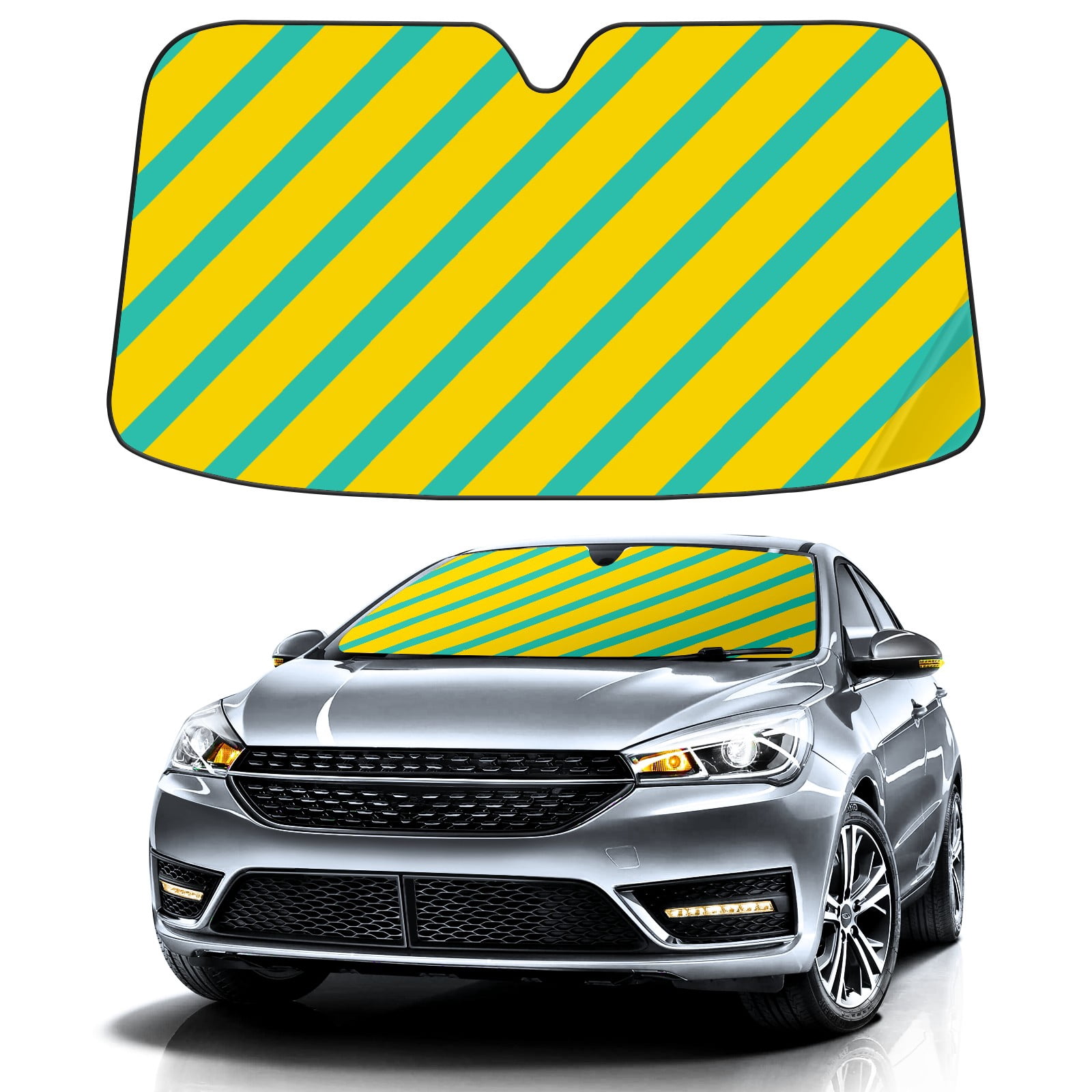 Car Windshield Sun Shade For Front Window Stripe Foldable Vehicle ...
