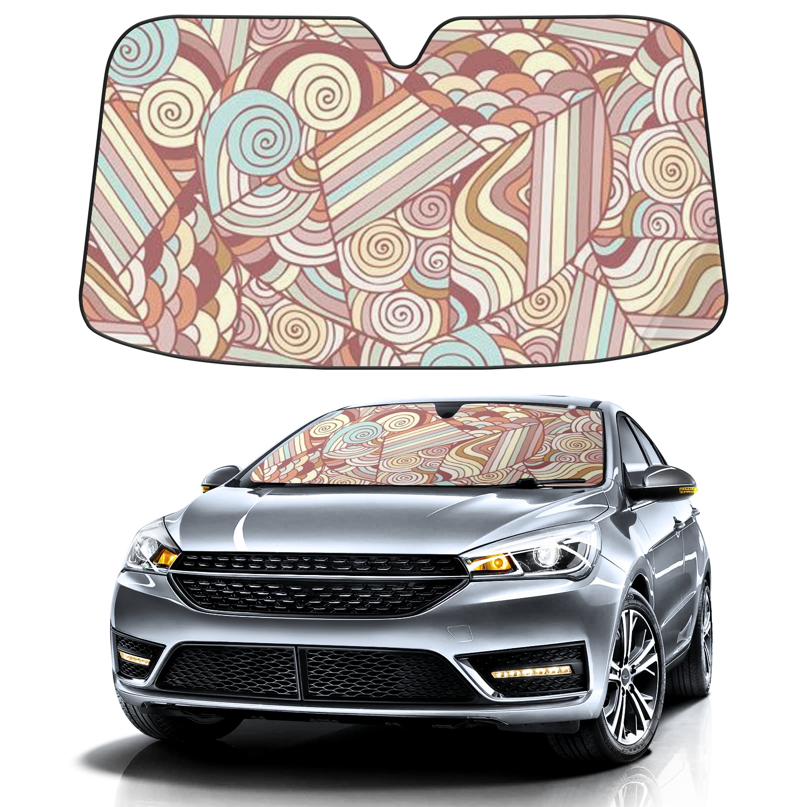 Car Windshield Sun Shade For Front Window Stripe Foldable Vehicle ...