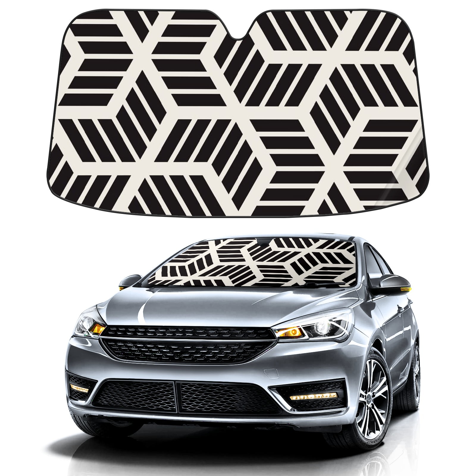 Car Windshield Sun Shade For Front Window Stripe Foldable Vehicle ...