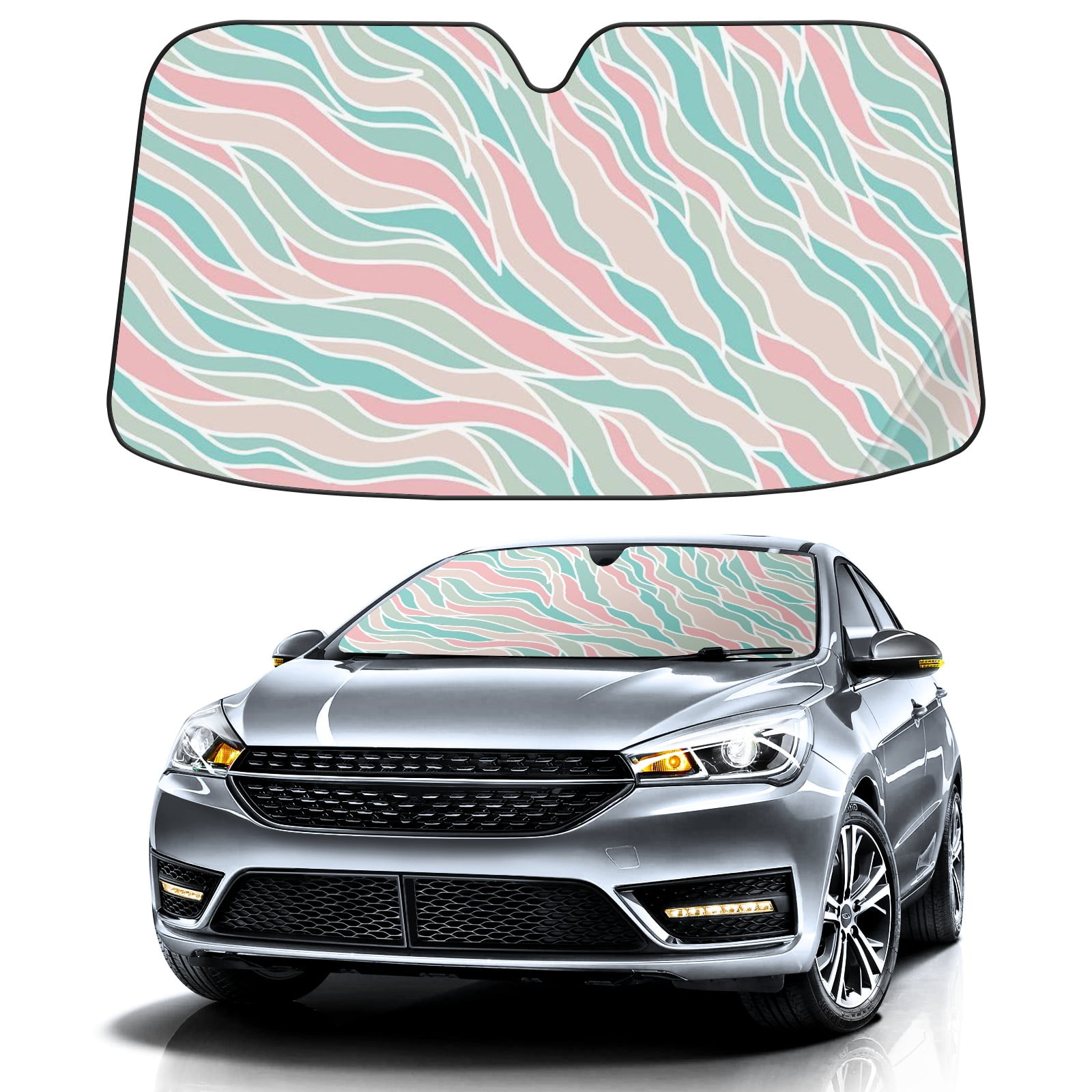 Car Windshield Sun Shade For Front Window Stripe Foldable Vehicle ...