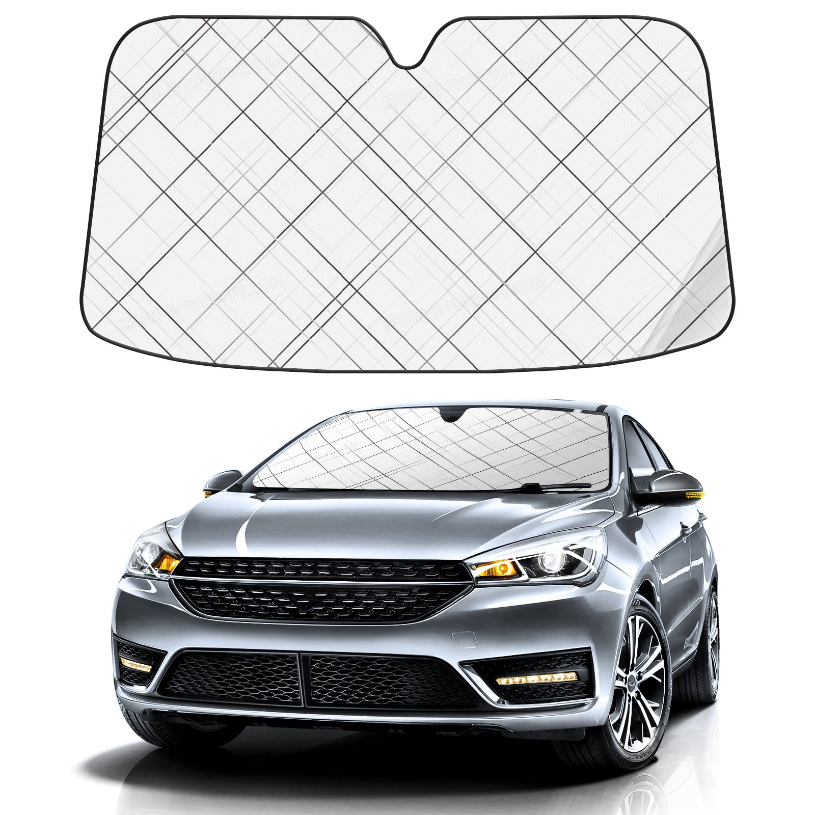 Car Windshield Sun Shade For Front Window Stripe Foldable Vehicle ...