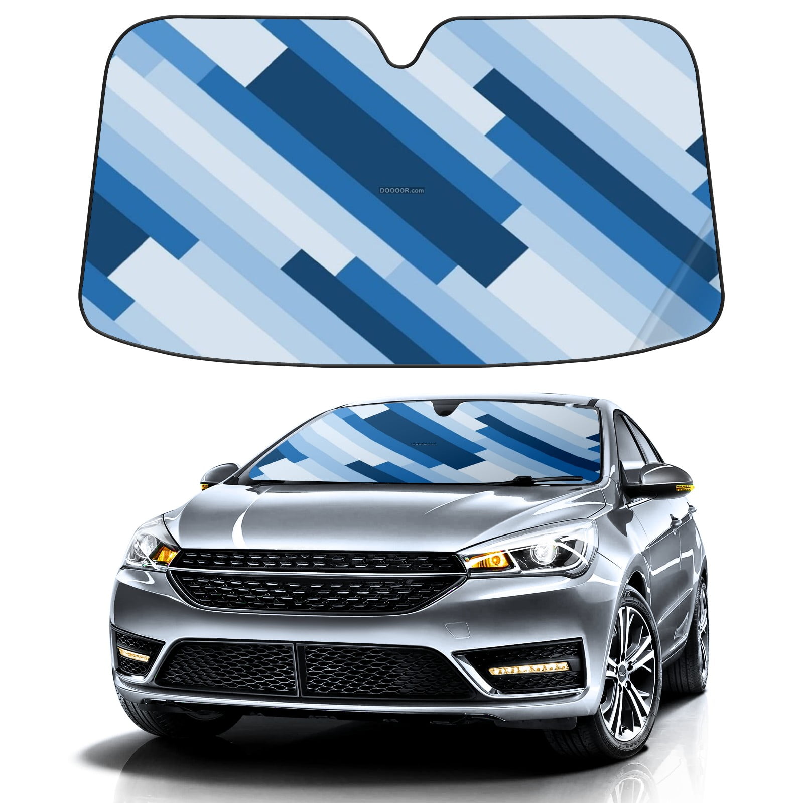 Car Windshield Sun Shade For Front Window Stripe Foldable Vehicle ...