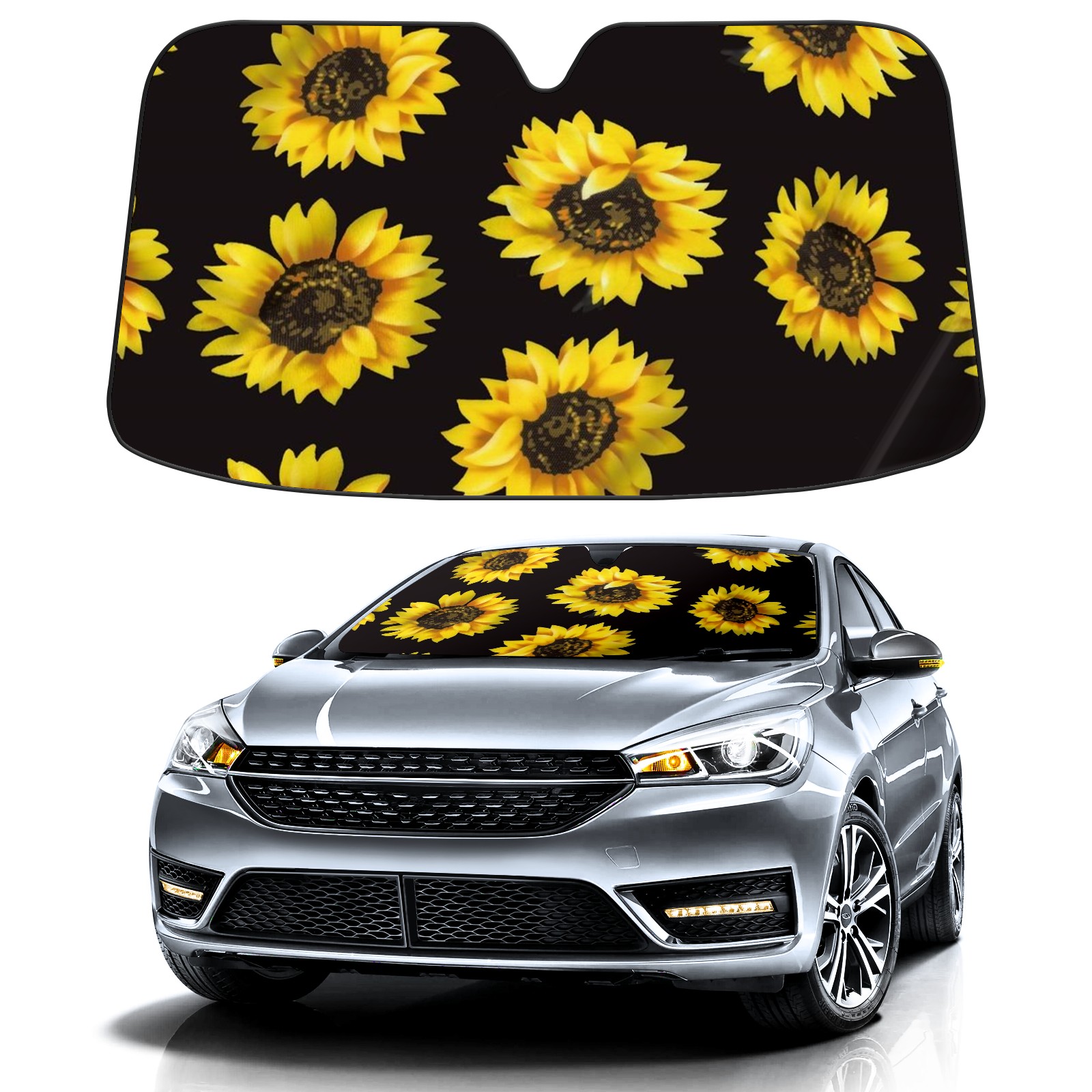 Car Windshield Sun Shade For Front Window Sunflower Foldable Vehicle ...
