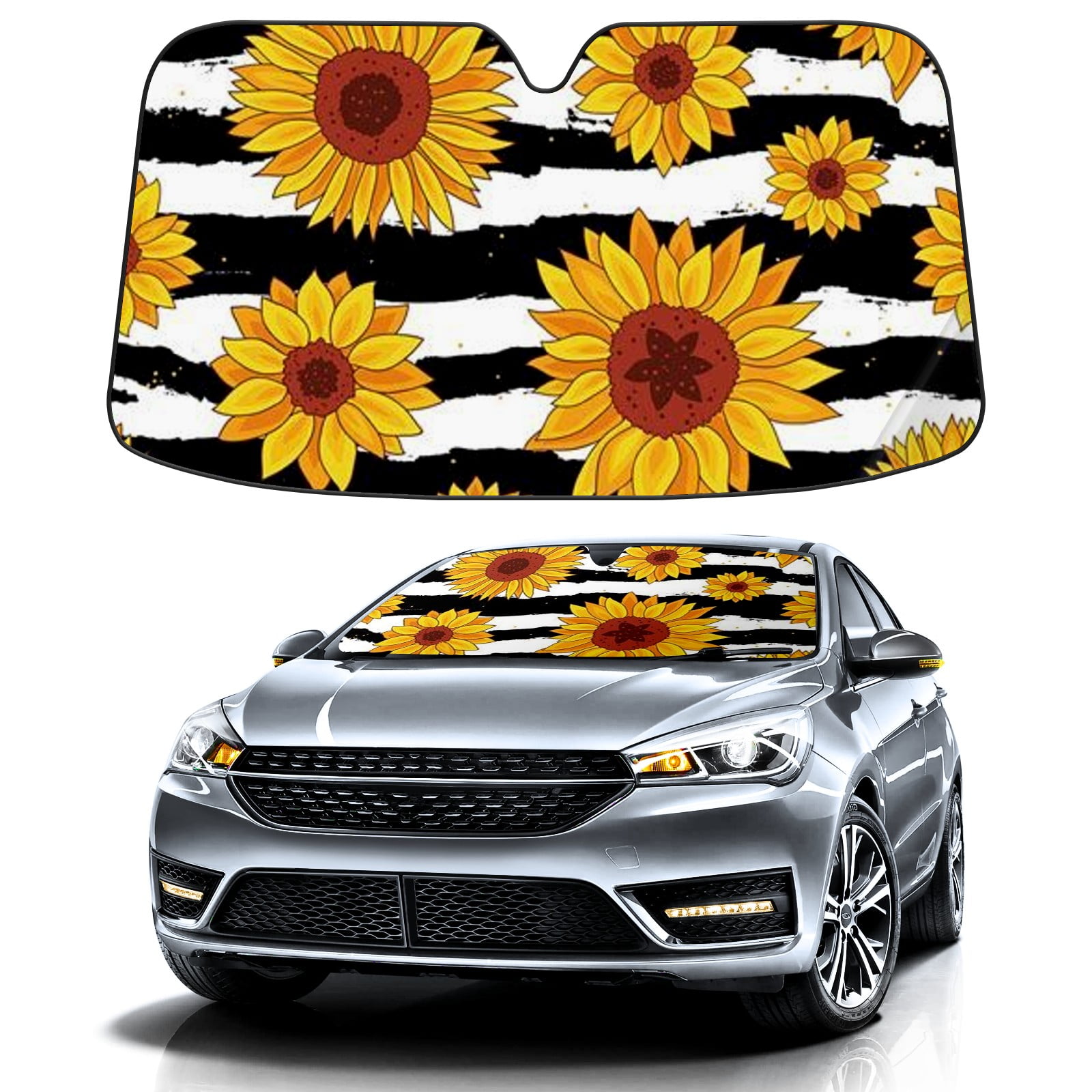Car Windshield Sun Shade For Front Window Sunflower Foldable Vehicle ...
