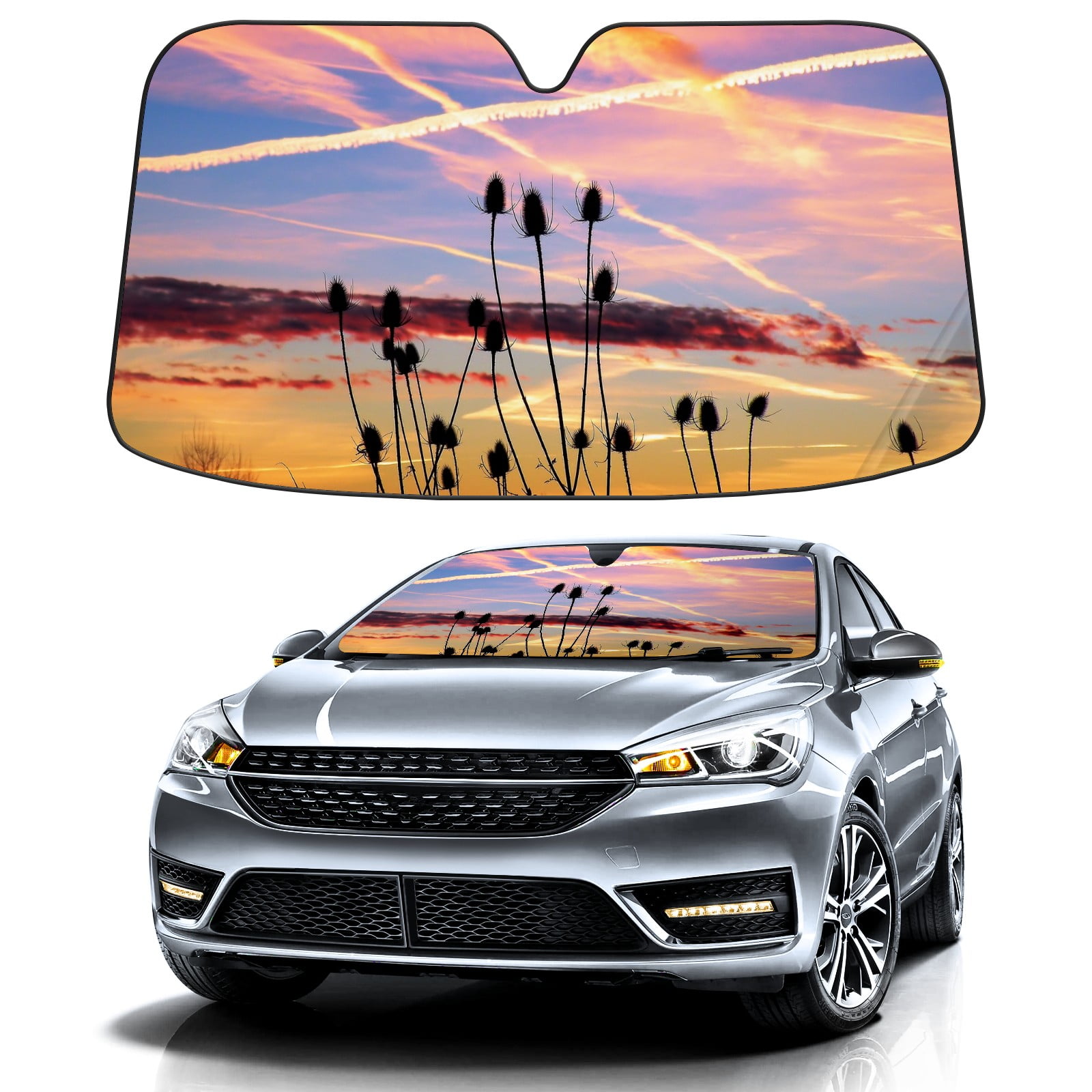 Car Windshield Sun Shade For Front Window Sunrise Foldable Vehicle ...
