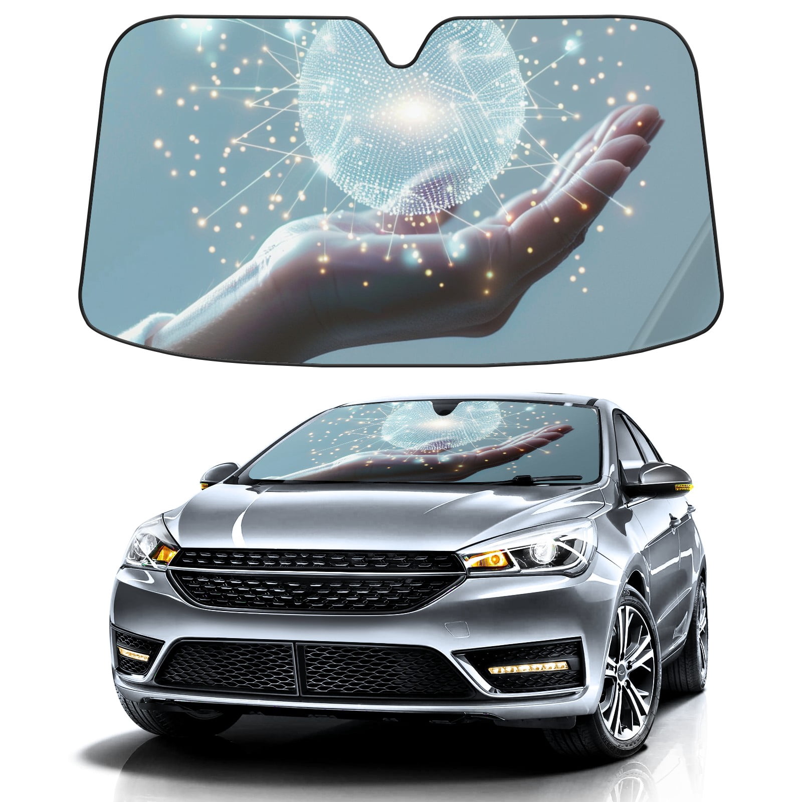 Car Windshield Sun Shade For Front Window Techlogy (1) Foldable Vehicle ...