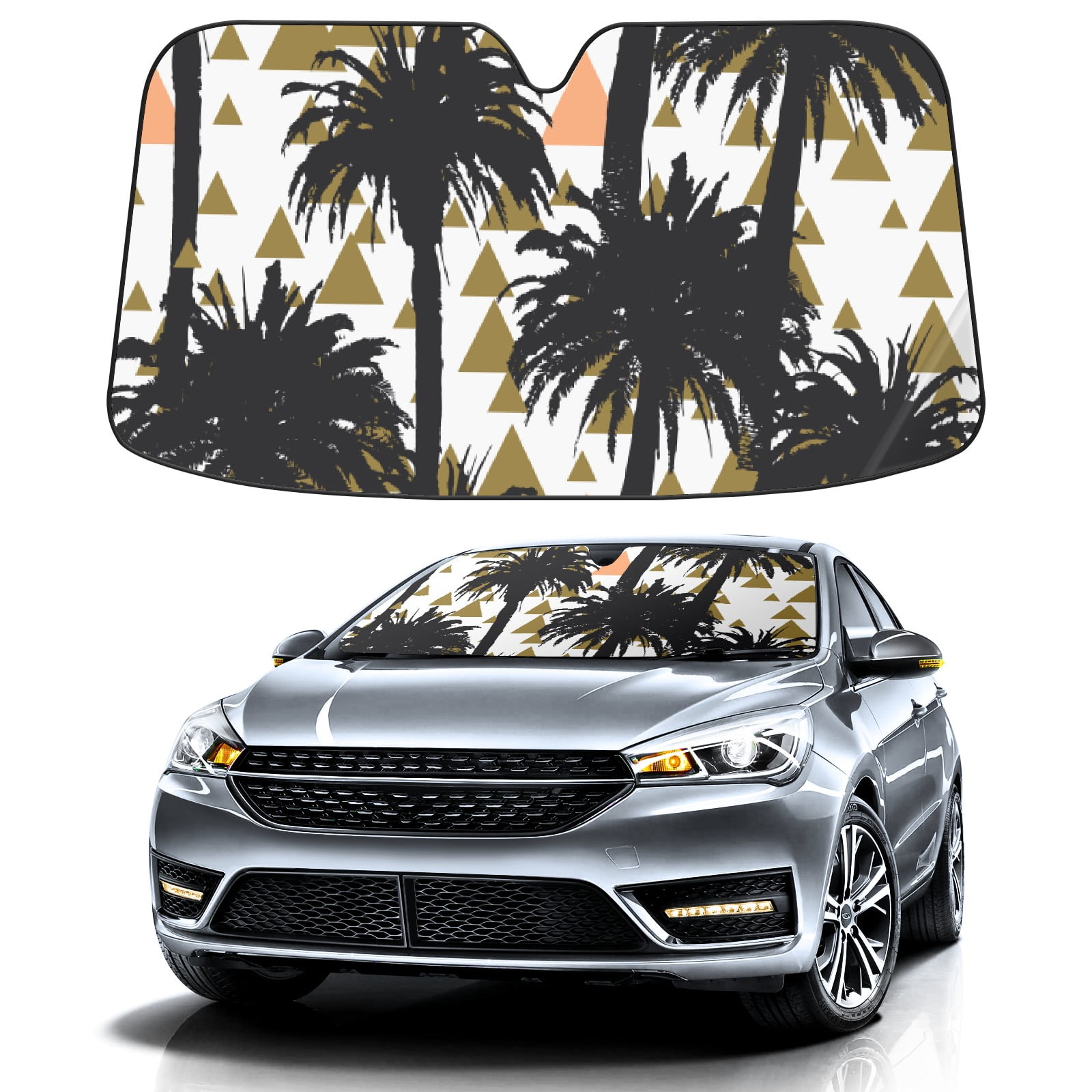 Car Windshield Sun Shade For Front Window Tropical Palm Tree Foldable ...