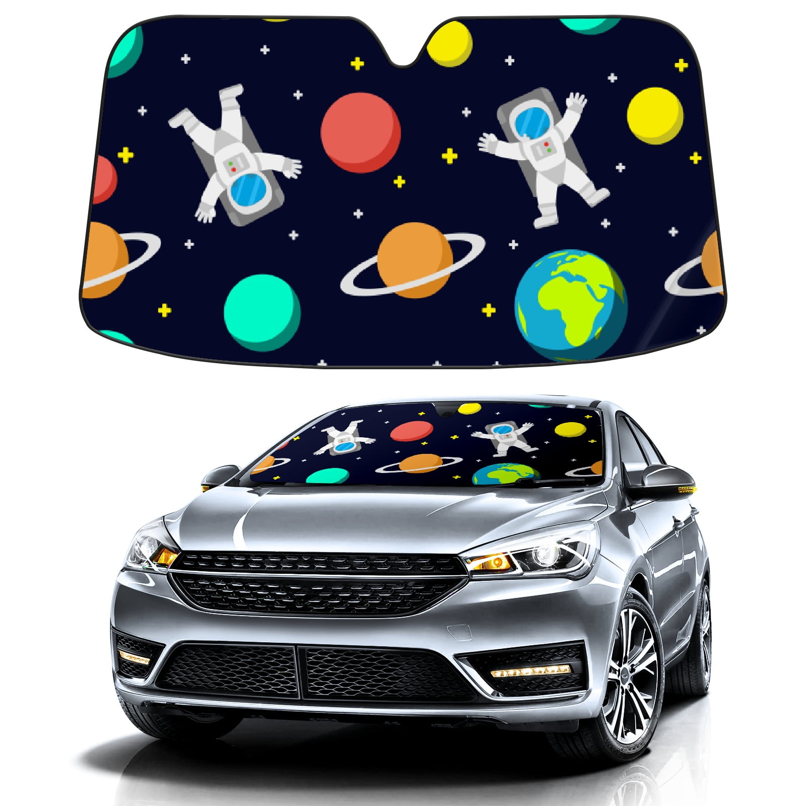 Car Windshield Sun Shade For Front Window Universe Vector Foldable ...