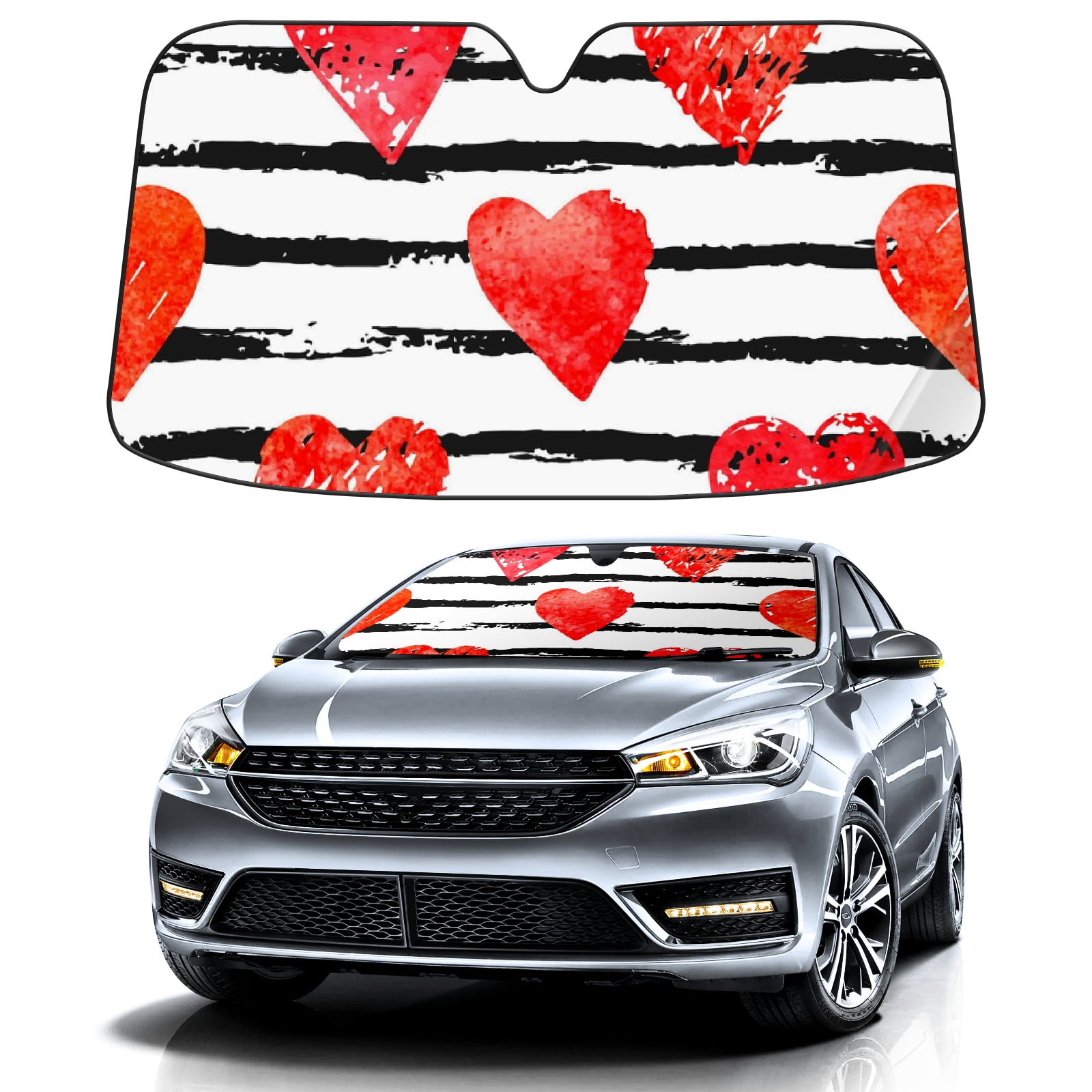 Car Windshield Sun Shade For Front Window Valentine's Day Heart Love ...