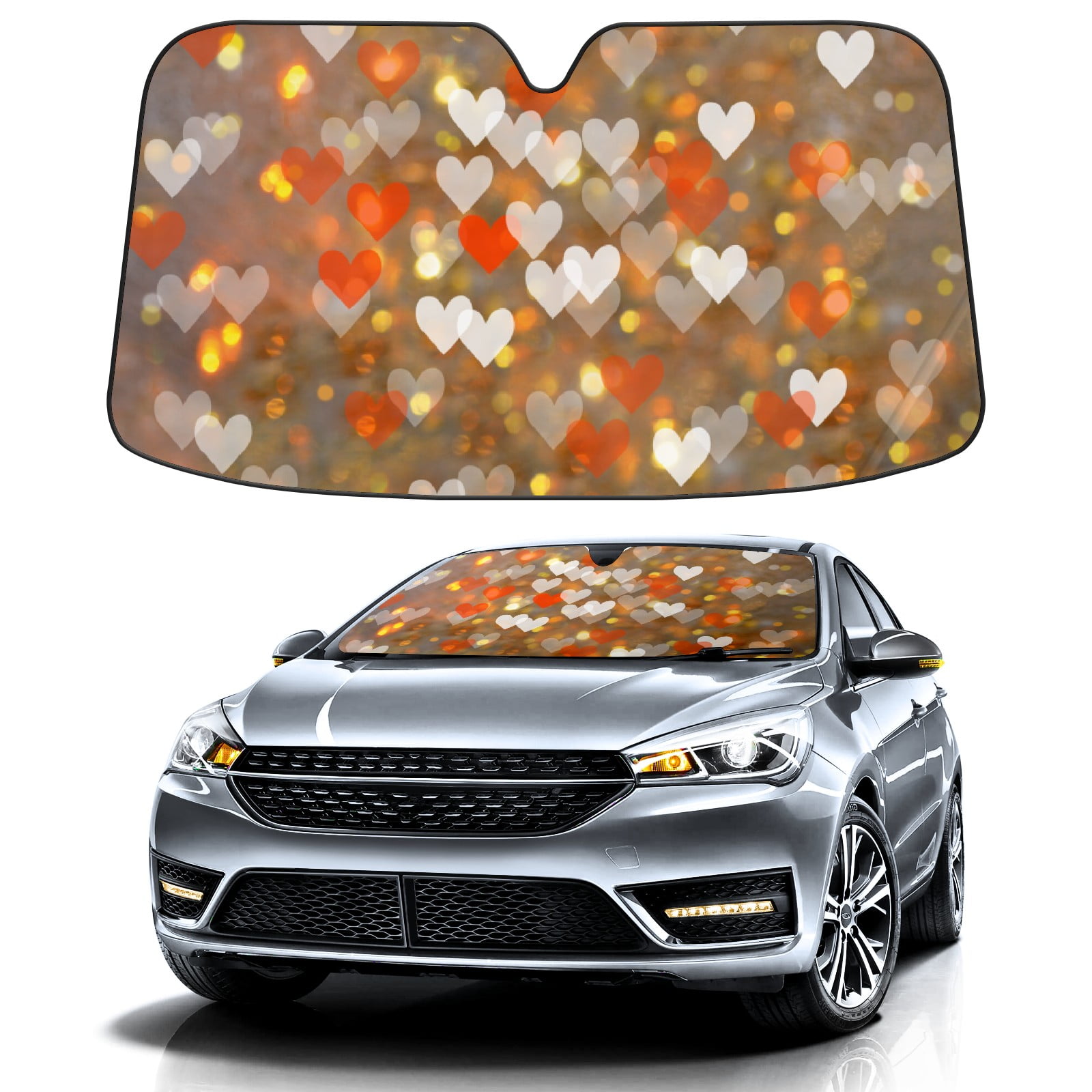 Car Windshield Sun Shade For Front Window Valentine's Day Heart Love ...