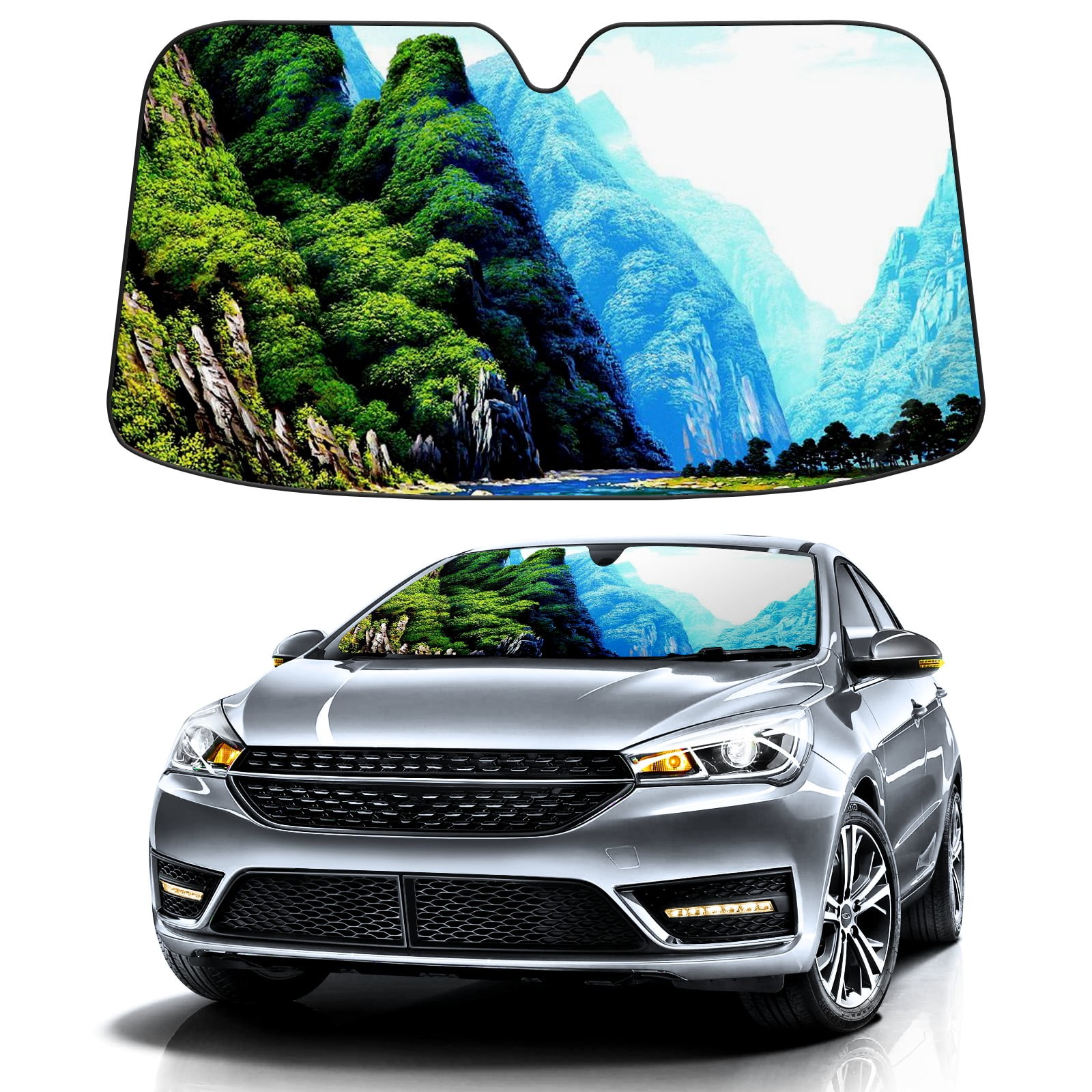 Car Windshield Sun Shade For Front Window View Foldable Vehicle ...