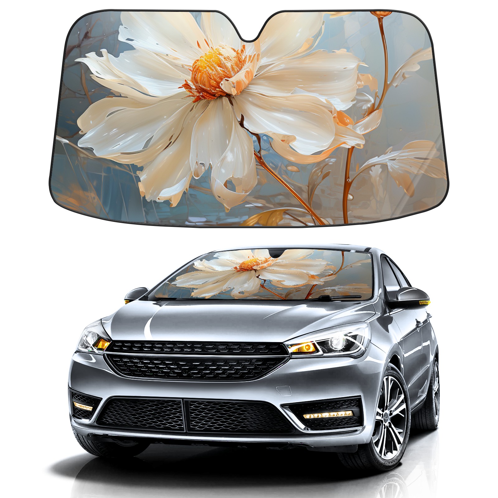 Car Windshield Sun Shade For Front Window White Color Margarite1 ...