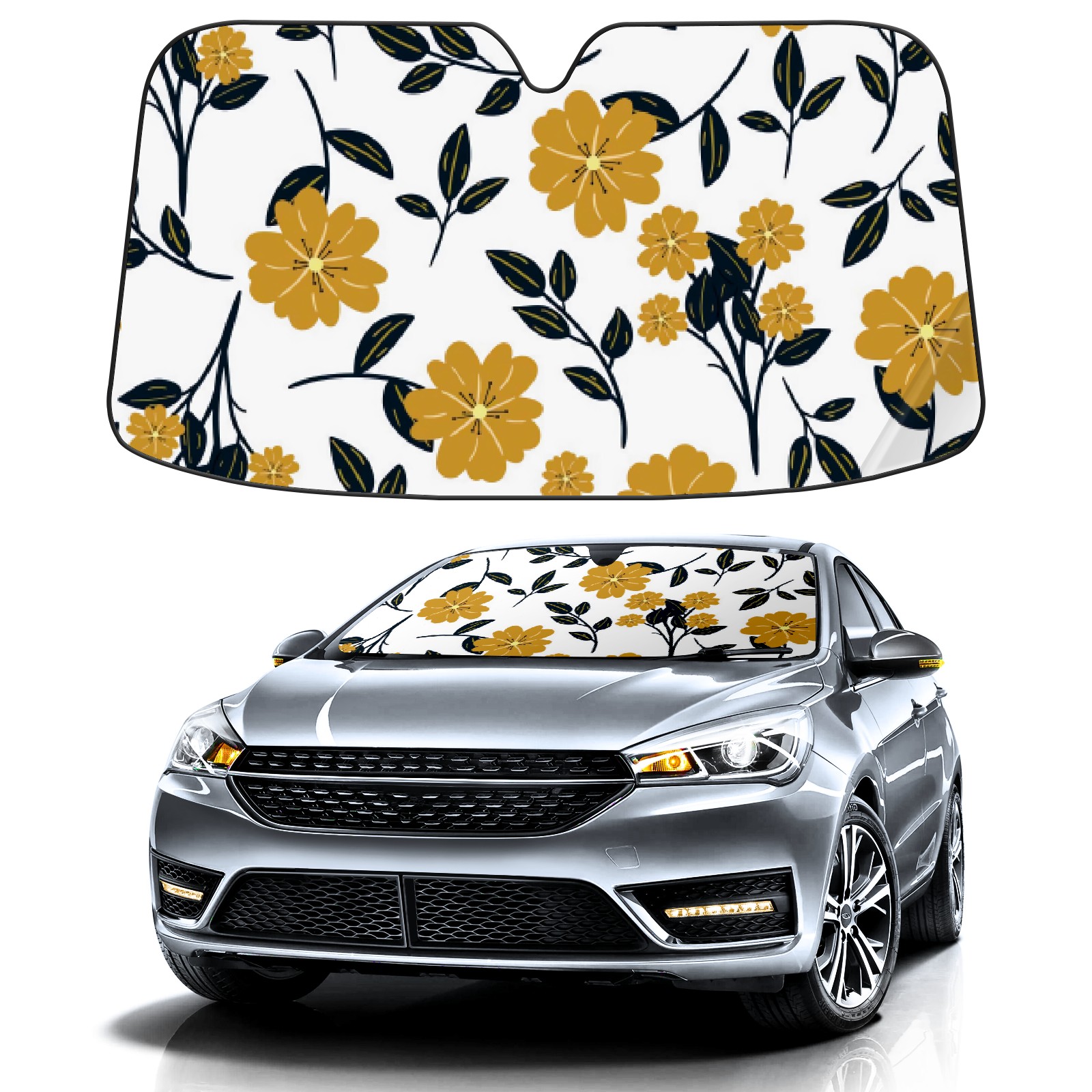 Car Windshield Sun Shade For Front Window Yellow Rose Foldable Vehicle ...