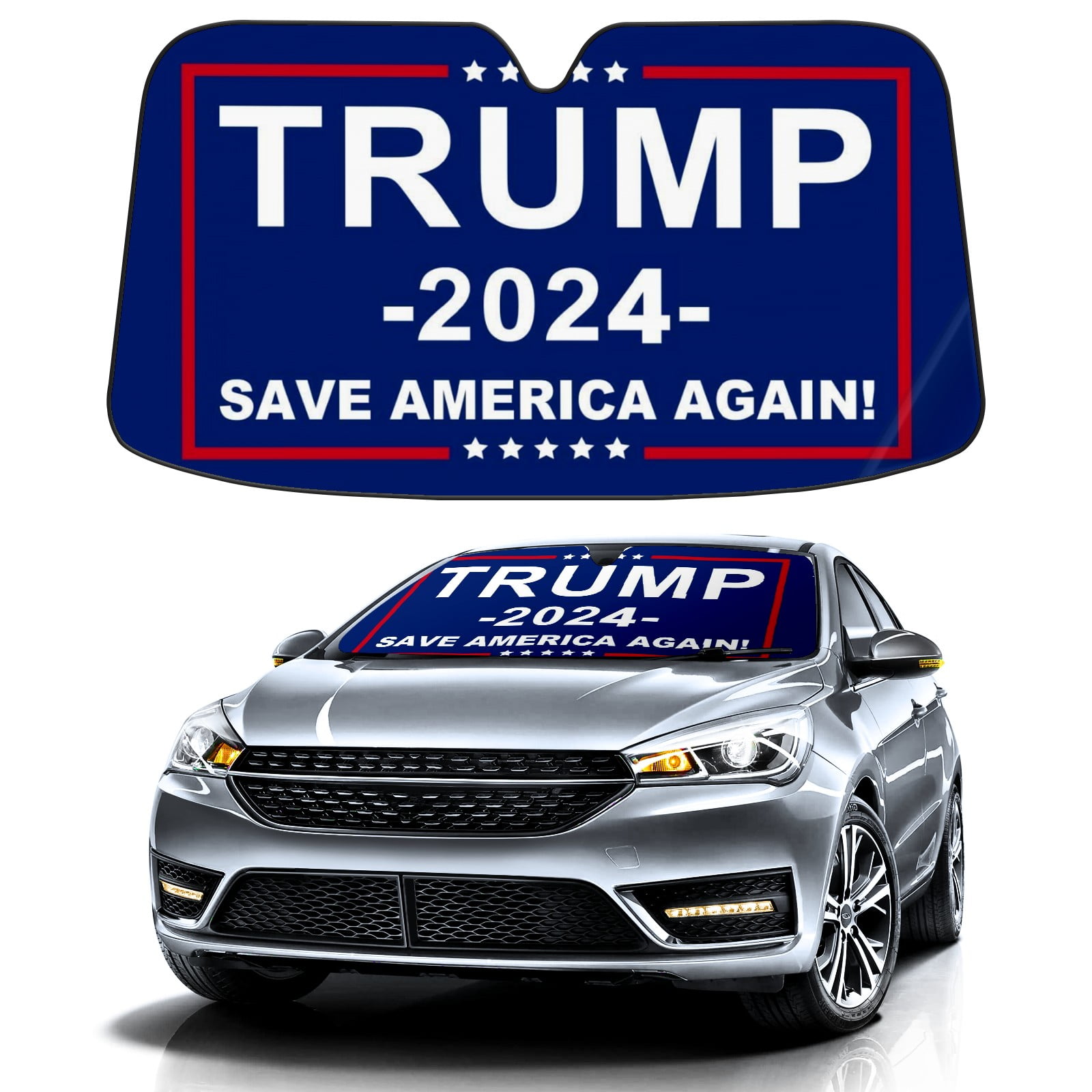 Car Windshield Sun Shade for Front Window Donald Trump Save America ...