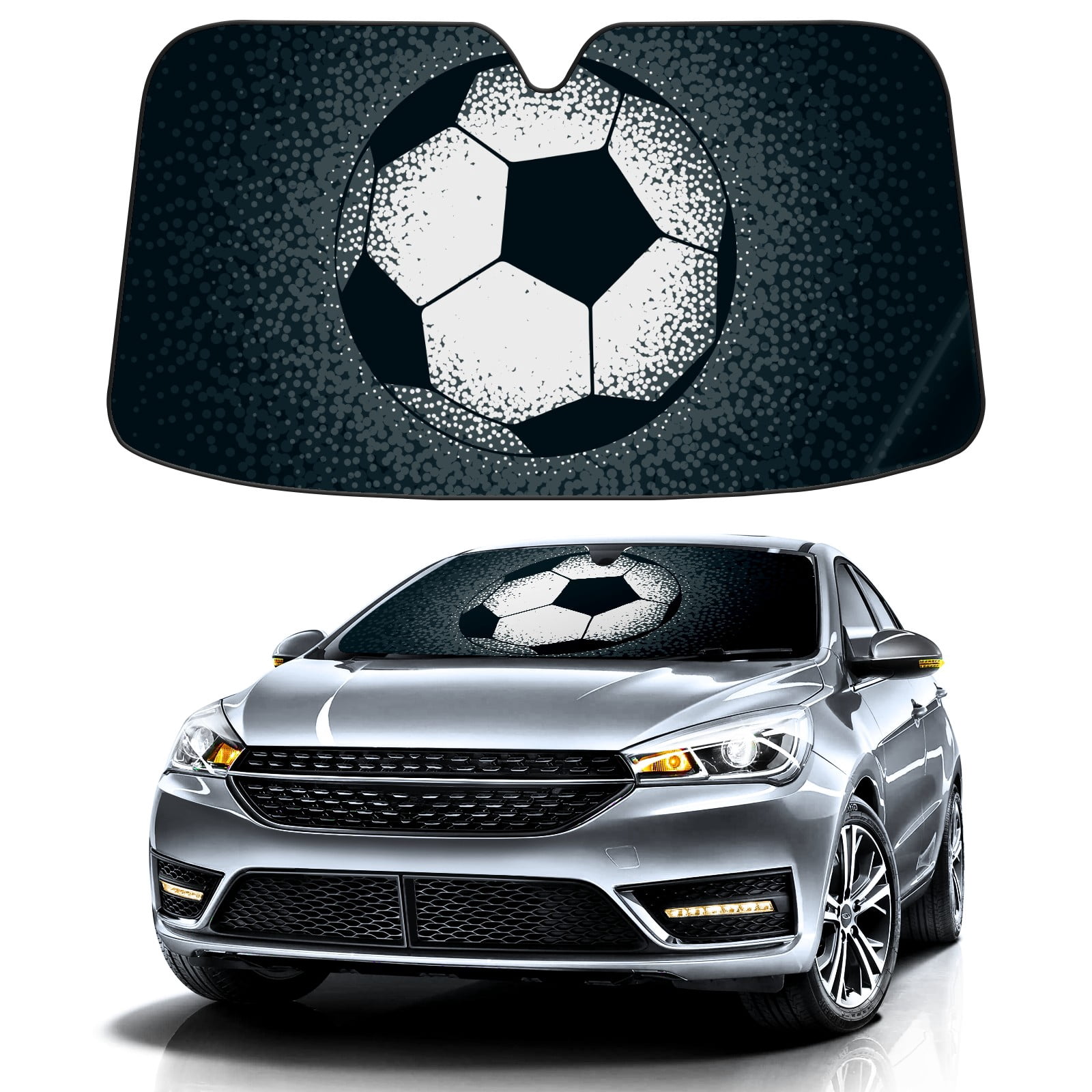 Car Windshield Sun Shade for Front Window Soccer Retro Ball Football ...