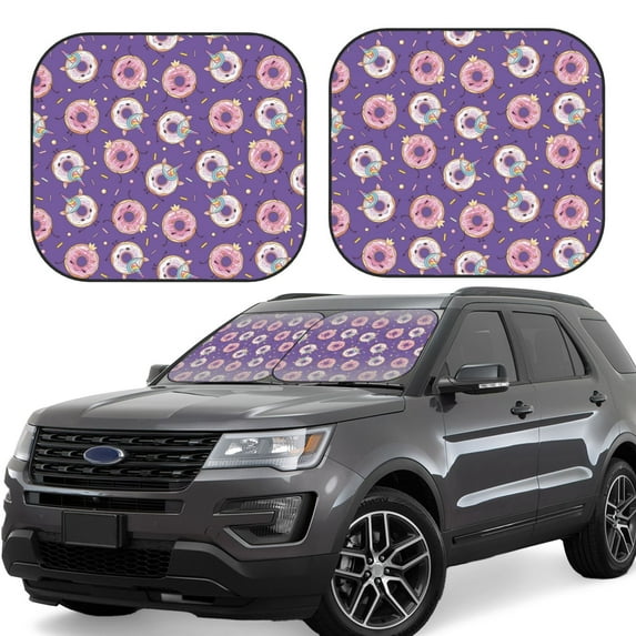 Car Windshield Sun Shade - Funny Cartoon Donut Purple Foldable Car Sun ...